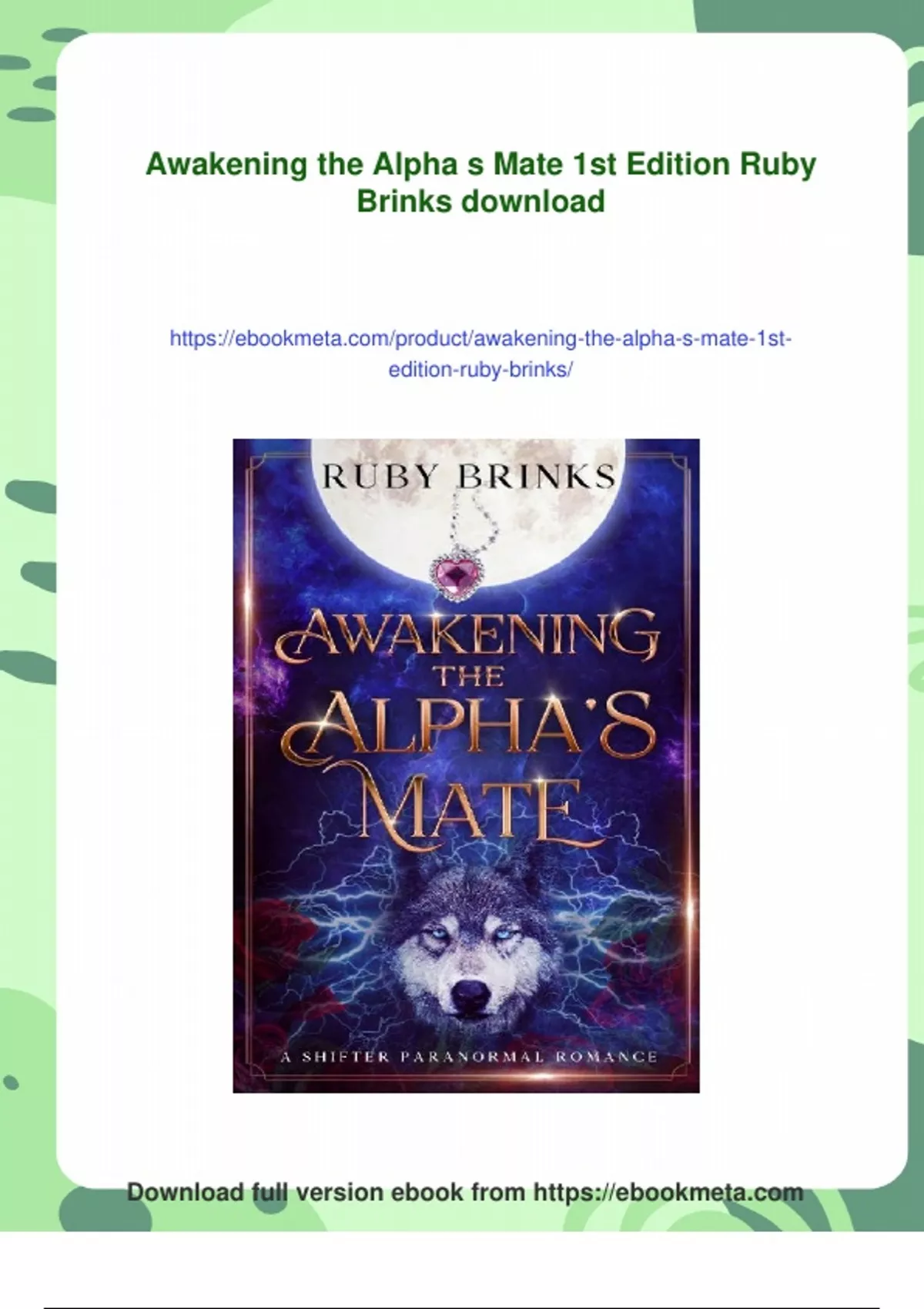 Summary Awakening the Alpha s Mate 1st Edition Ruby Brinks - Digital ...