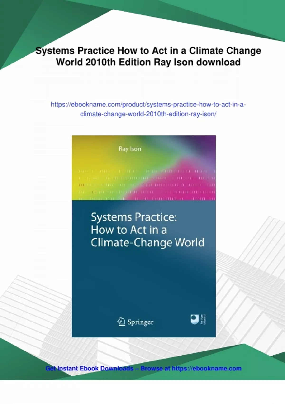 Summary Systems Practice How to Act in a Climate Change World 2010th ...