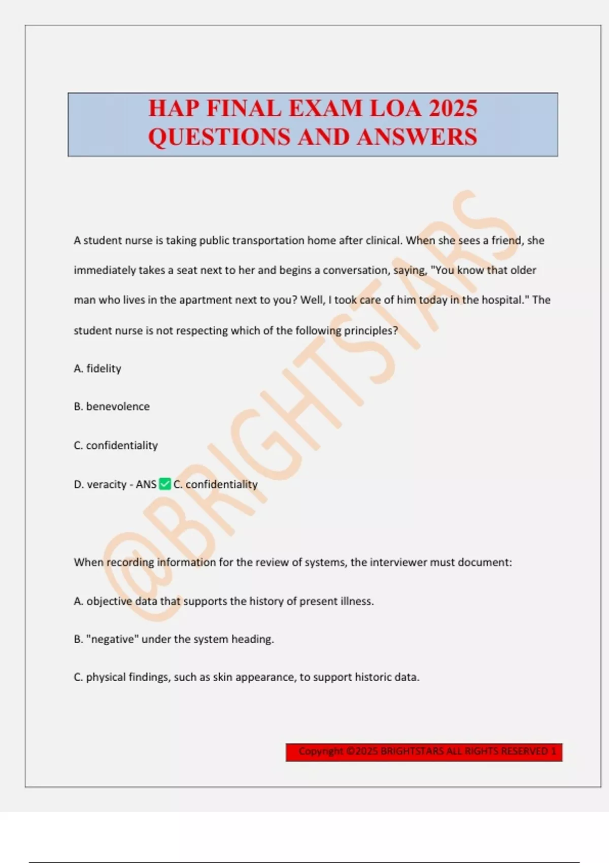 HAP FINAL EXAM LOA 2025 QUESTIONS AND ANSWERS - HAP - Stuvia US