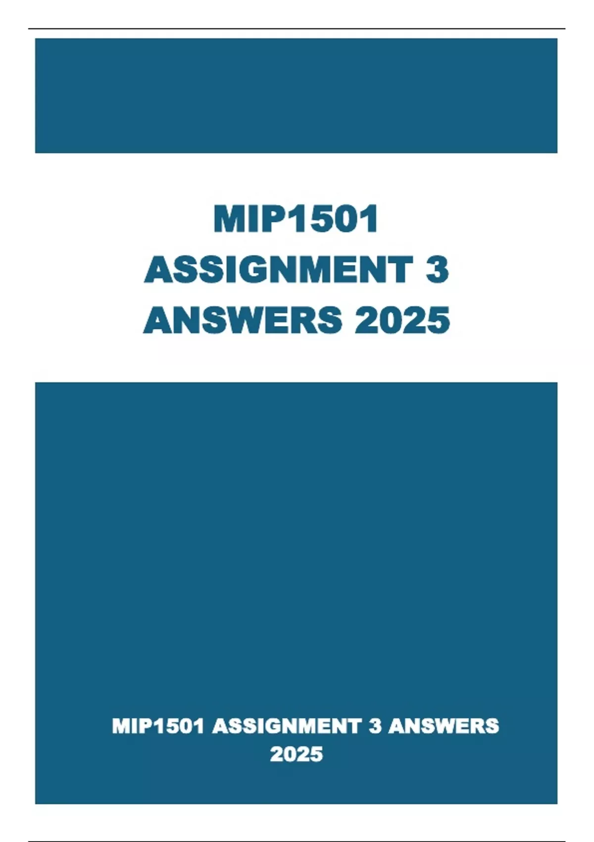 MIP1501 ASSIGNMENT 3 ANSWERS 2025 - MIP1501 (MIP1501) - Stuvia SA