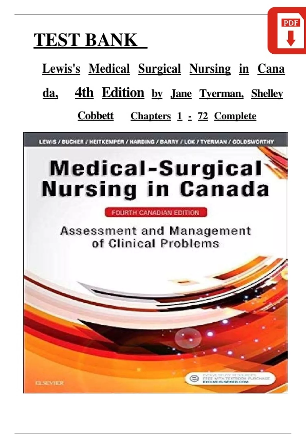 TEST BANK FOR Medical-Surgical Nursing in Canada by Sharon L. Lewis ...