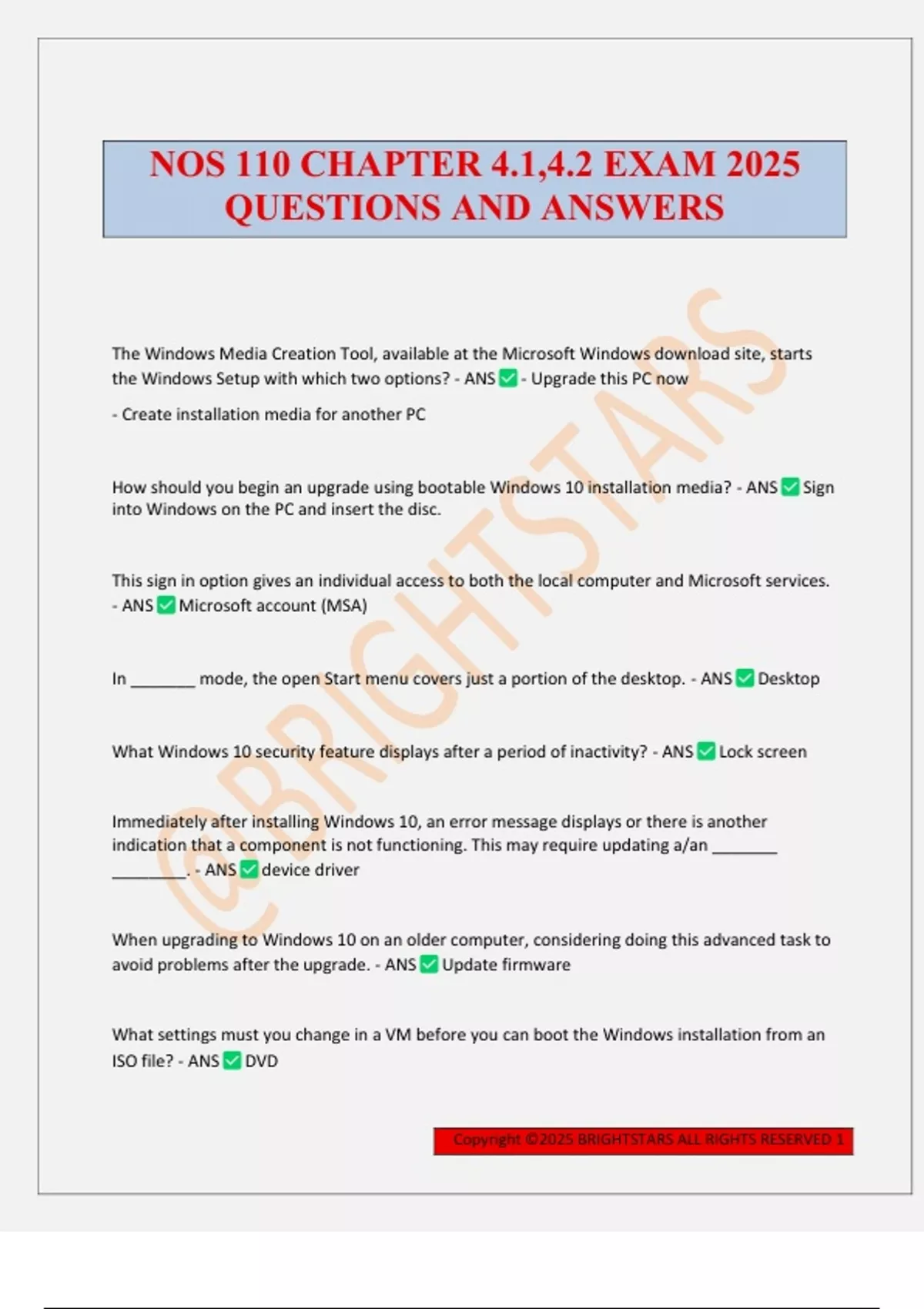 NOS 110 CHAPTER 4.1,4.2 EXAM 2025 QUESTIONS AND ANSWERS - NOS 110 - Stuvia US