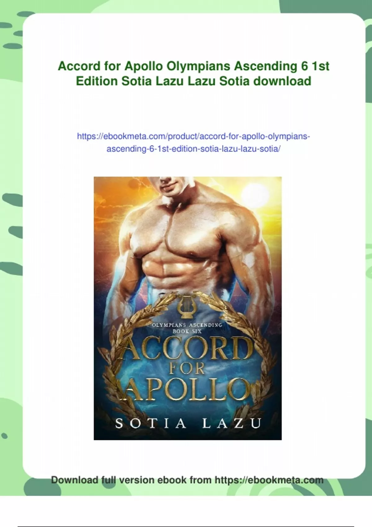 Summary Accord for Apollo Olympians Ascending 6 1st Edition Sotia Lazu ...
