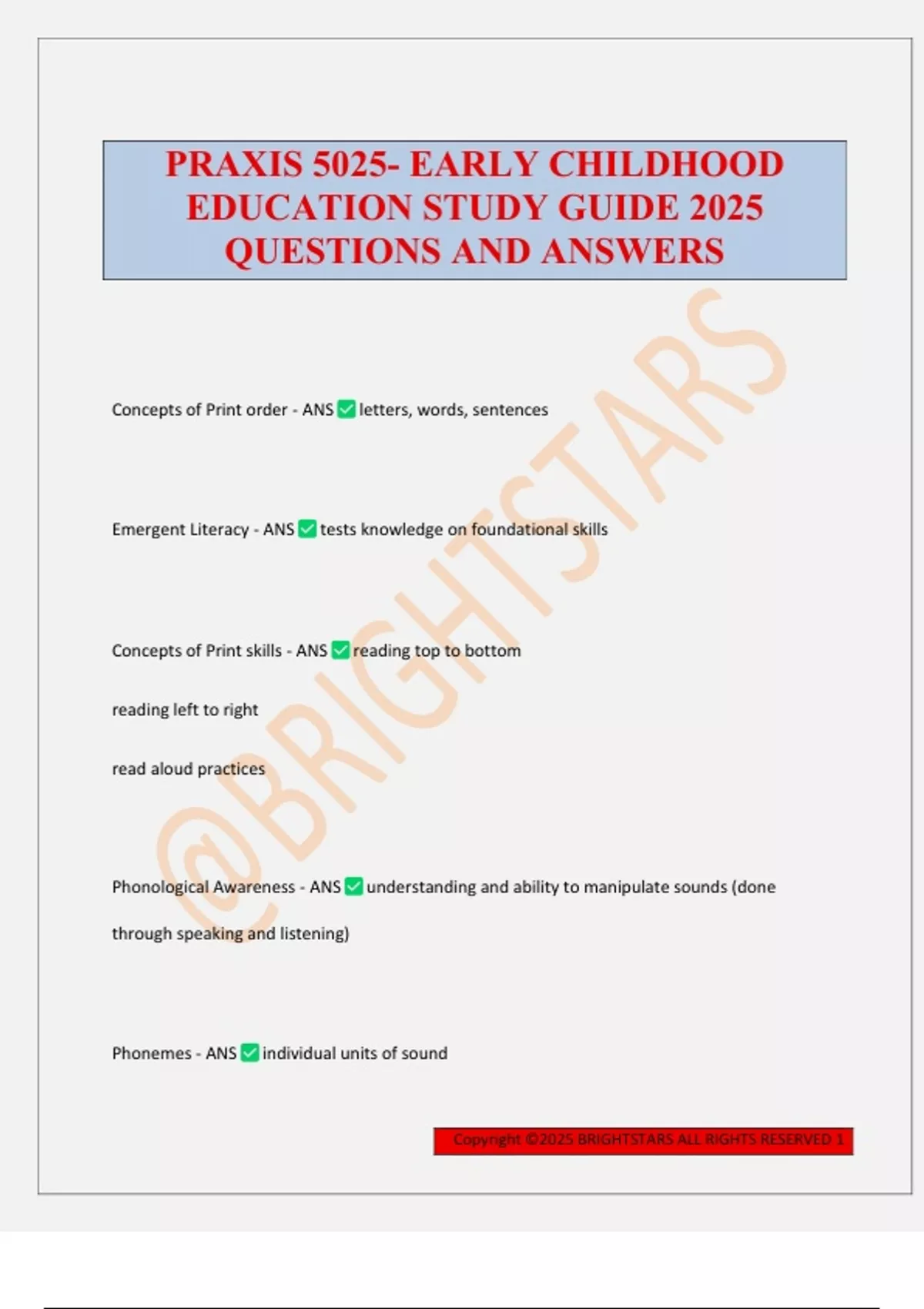 PRAXIS 5025- EARLY CHILDHOOD EDUCATION STUDY GUIDE 2025 QUESTIONS AND ANSWERS - PRAXIS 5025 ...