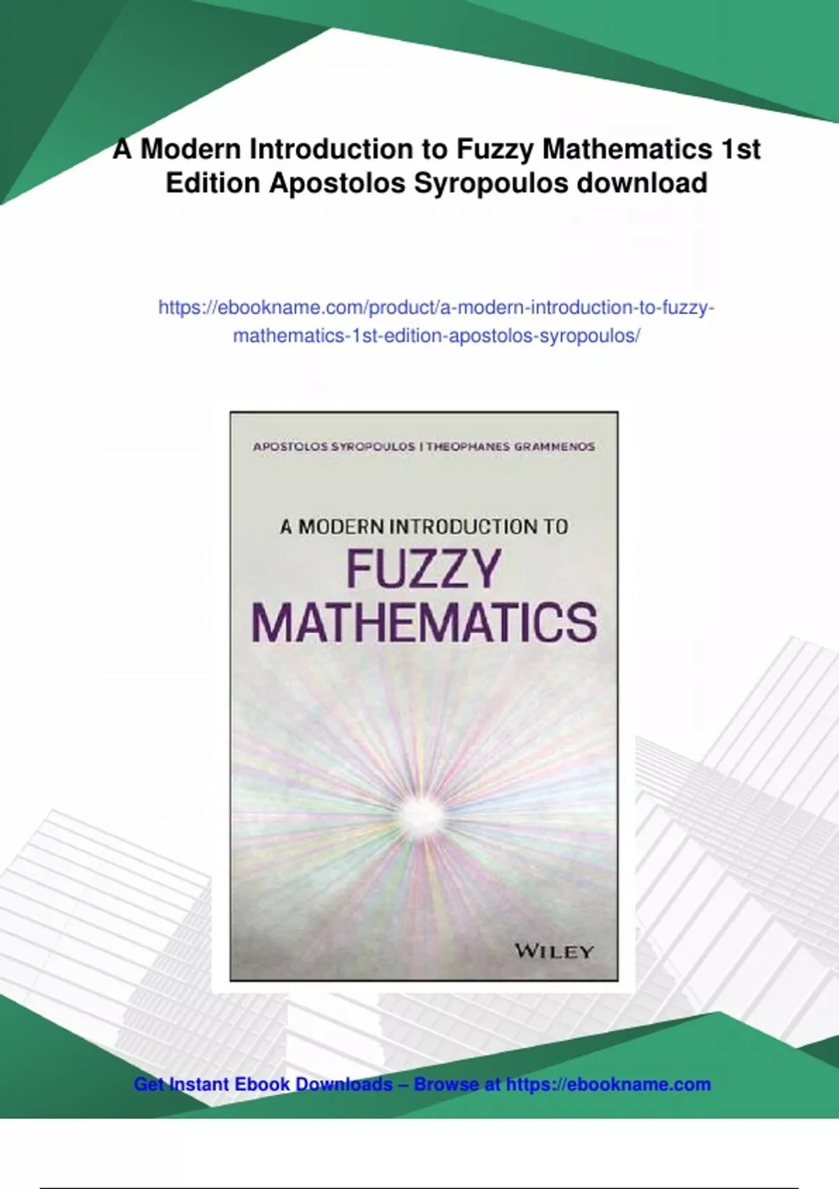 Summary A Modern Introduction to Fuzzy Mathematics 1st Edition Apostolos Syropoulos - Instant ...