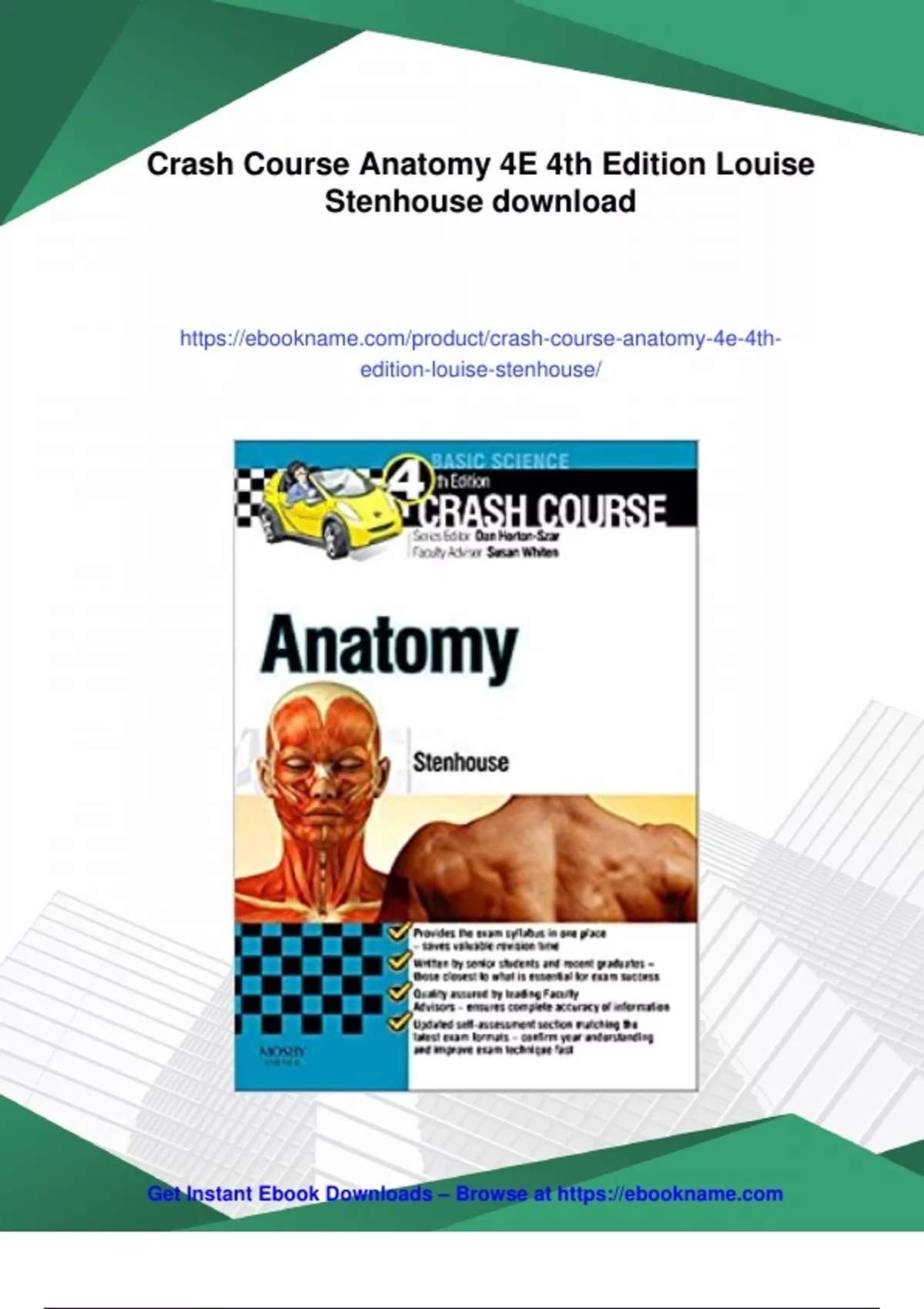 Summary Crash Course Anatomy 4E 4th Edition Louise Stenhouse - Instant ...