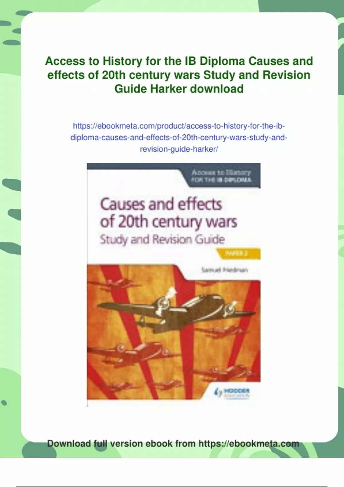 Summary Access to History for the IB Diploma Causes and effects of 20th ...