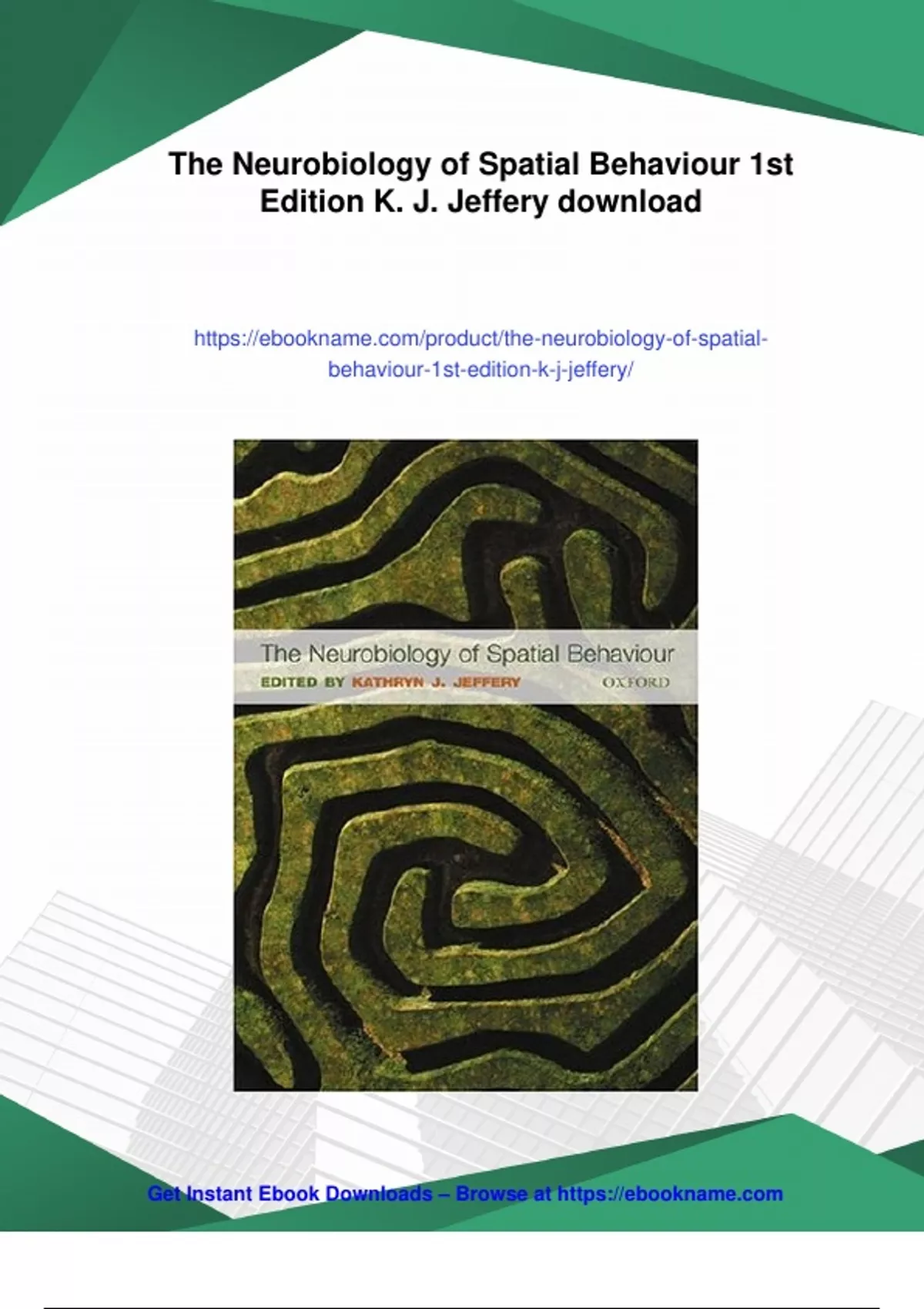 Summary The Neurobiology of Spatial Behaviour 1st Edition K. J. Jeffery ...