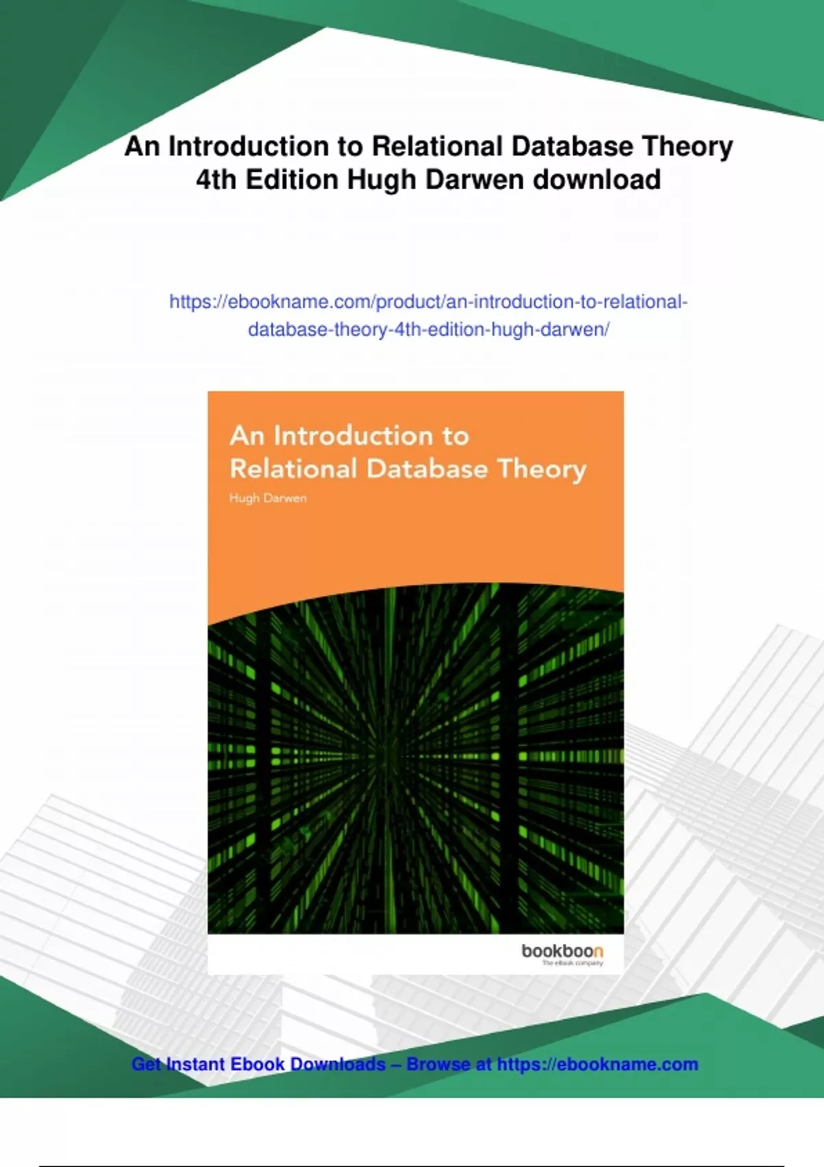 Summary An Introduction to Relational Database Theory 4th Edition Hugh ...