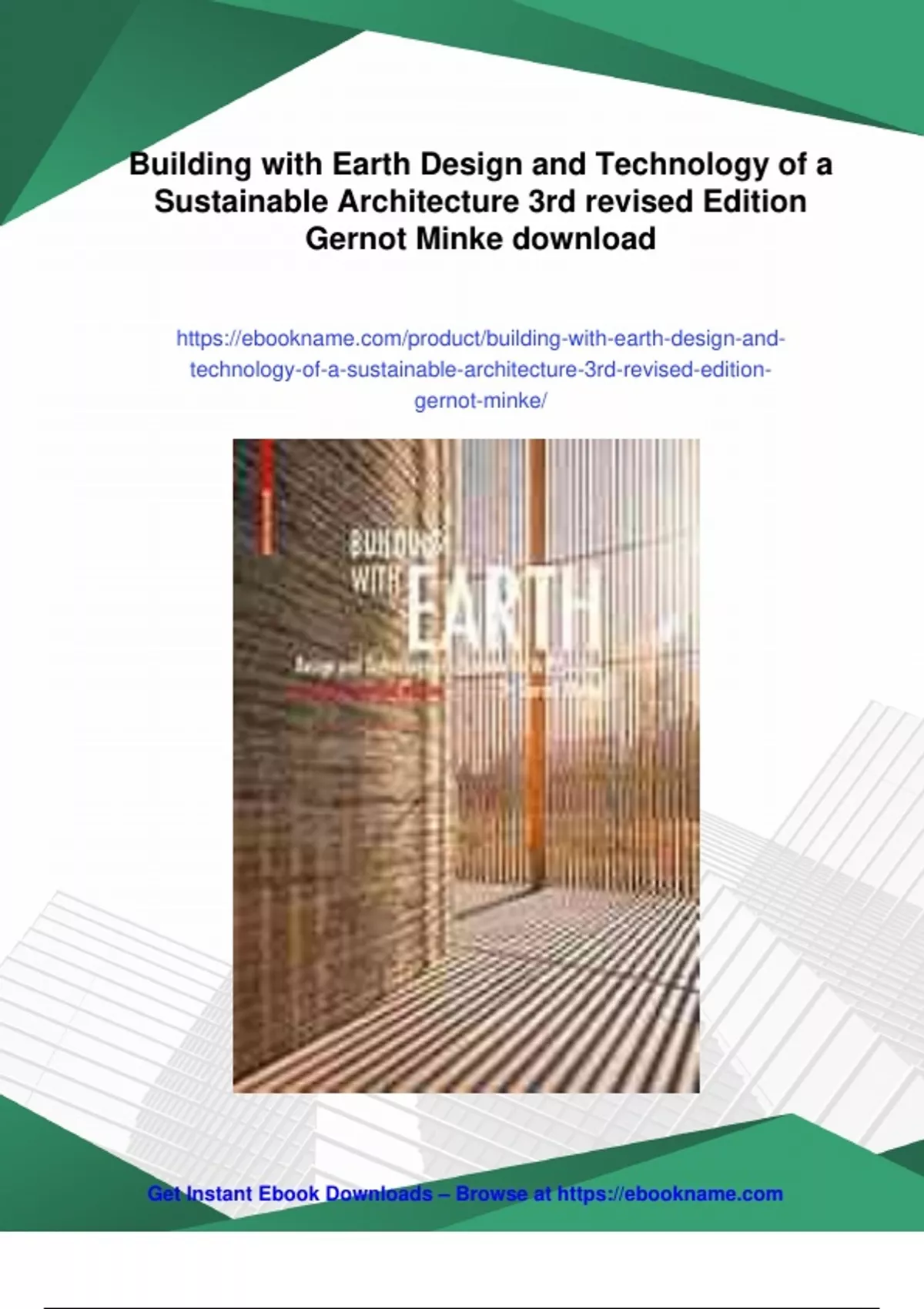 Summary Building with Earth Design and Technology of a Sustainable ...