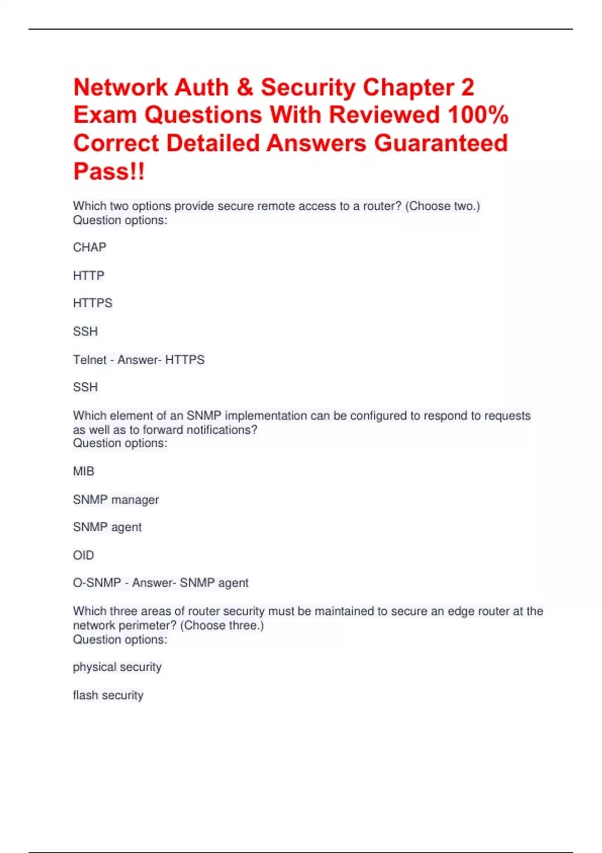 Network Auth & Security Chapter 2 Exam Questions With Reviewed 100% Correct Detailed Answers ...