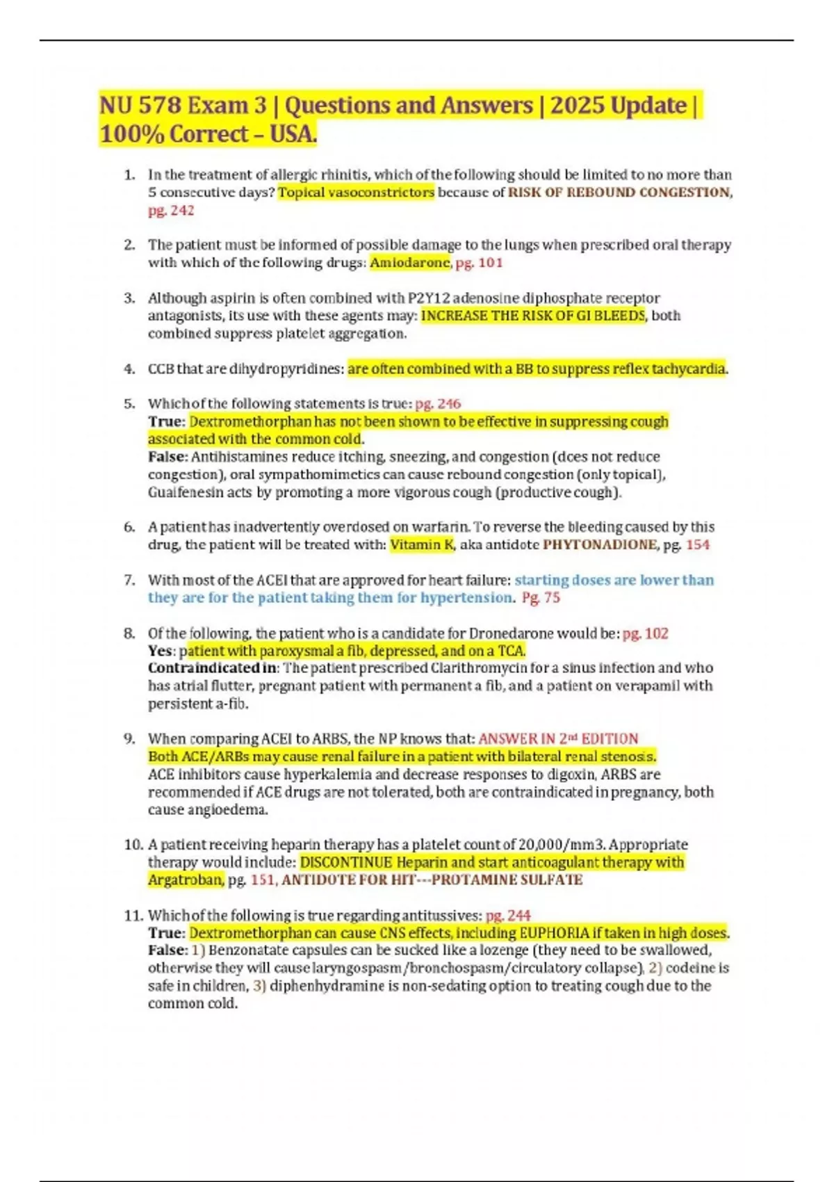 NU 578 Exam 3 | Questions and Answers | 2025 Update | 100% Correct ...