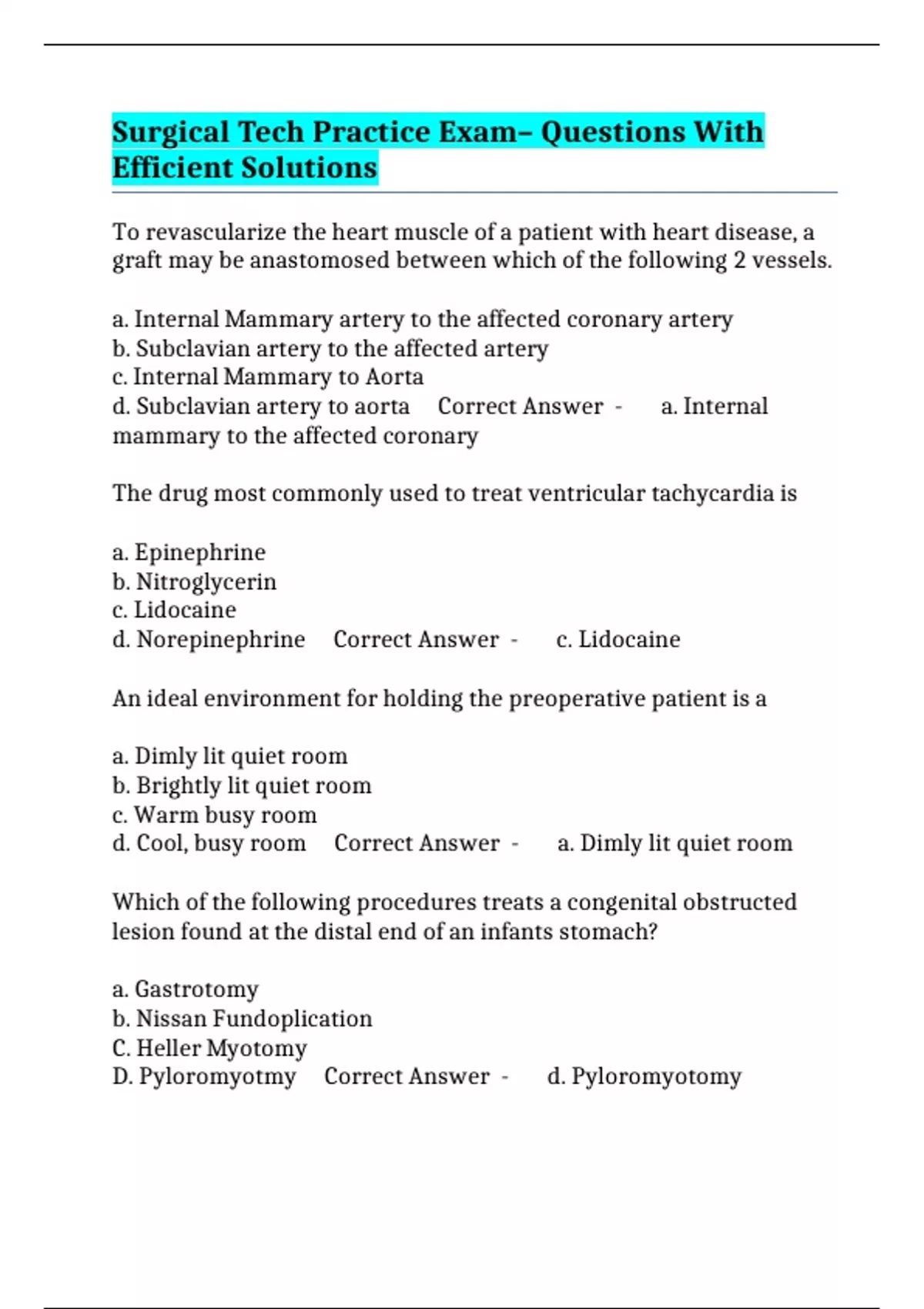 Surgical Tech Practice Exam– Questions With Efficient Solutions ...