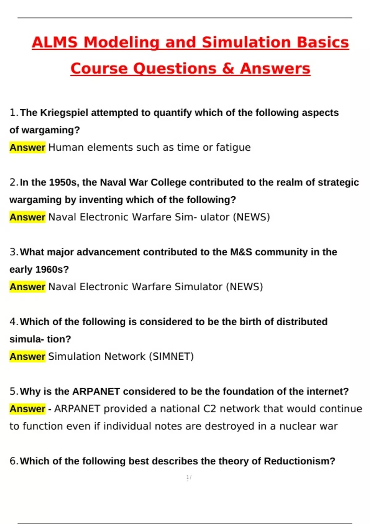 ALMS Modeling and Simulation Basics Course (Latest 2025 / 2026 ...