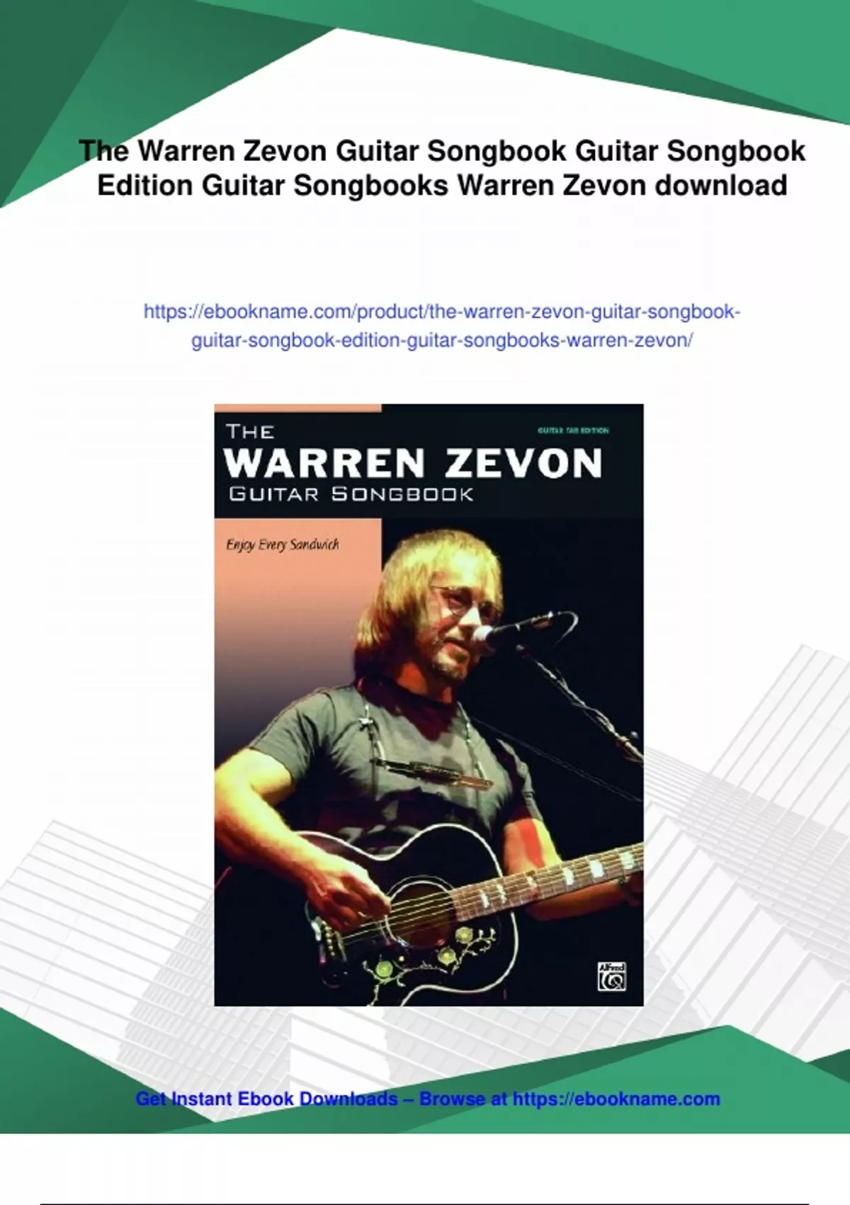 Summary The Warren Zevon Guitar Songbook Guitar Songbook Edition Guitar Songbooks Warren Zevon ...