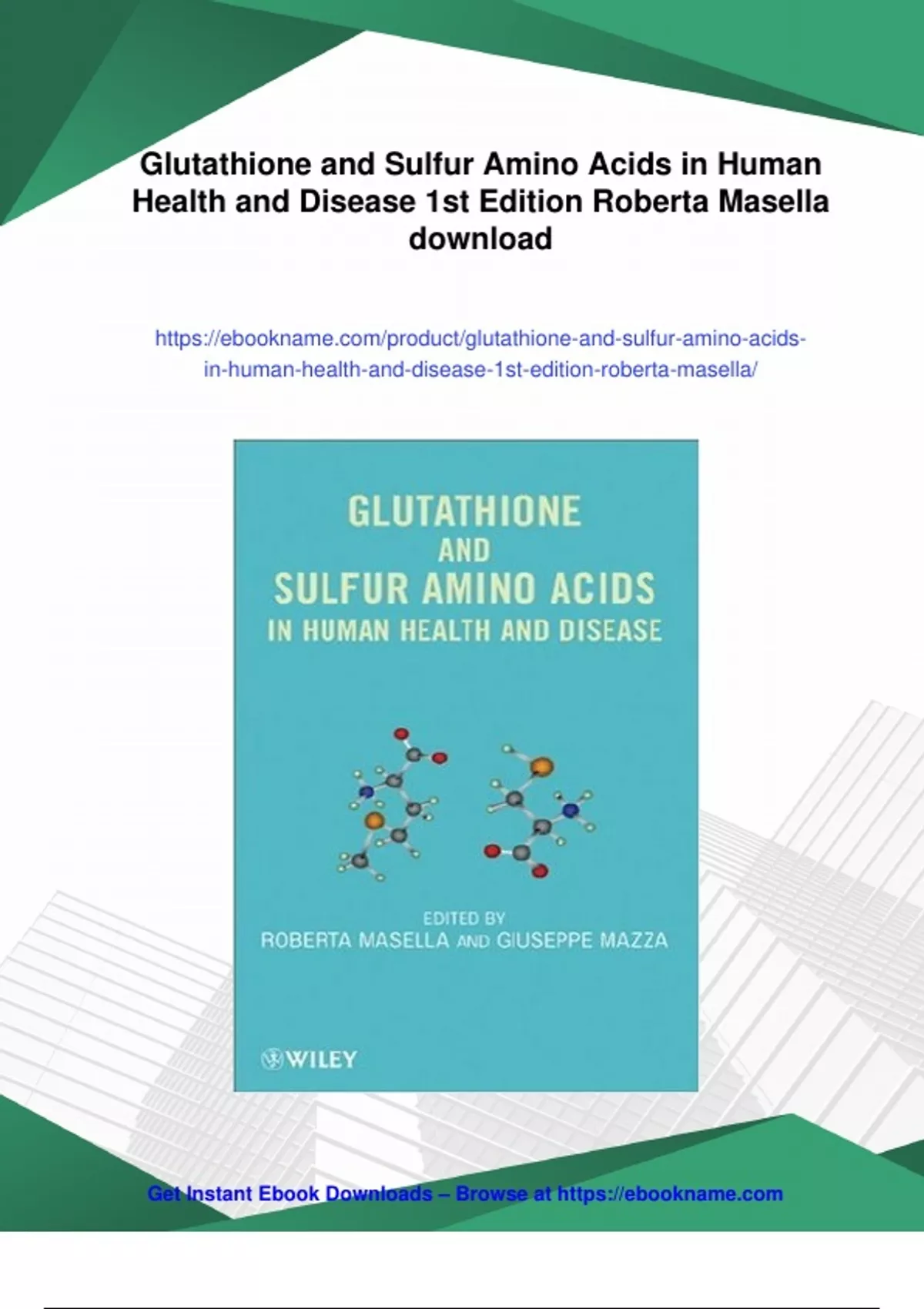 Summary Glutathione and Sulfur Amino Acids in Human Health and Disease ...