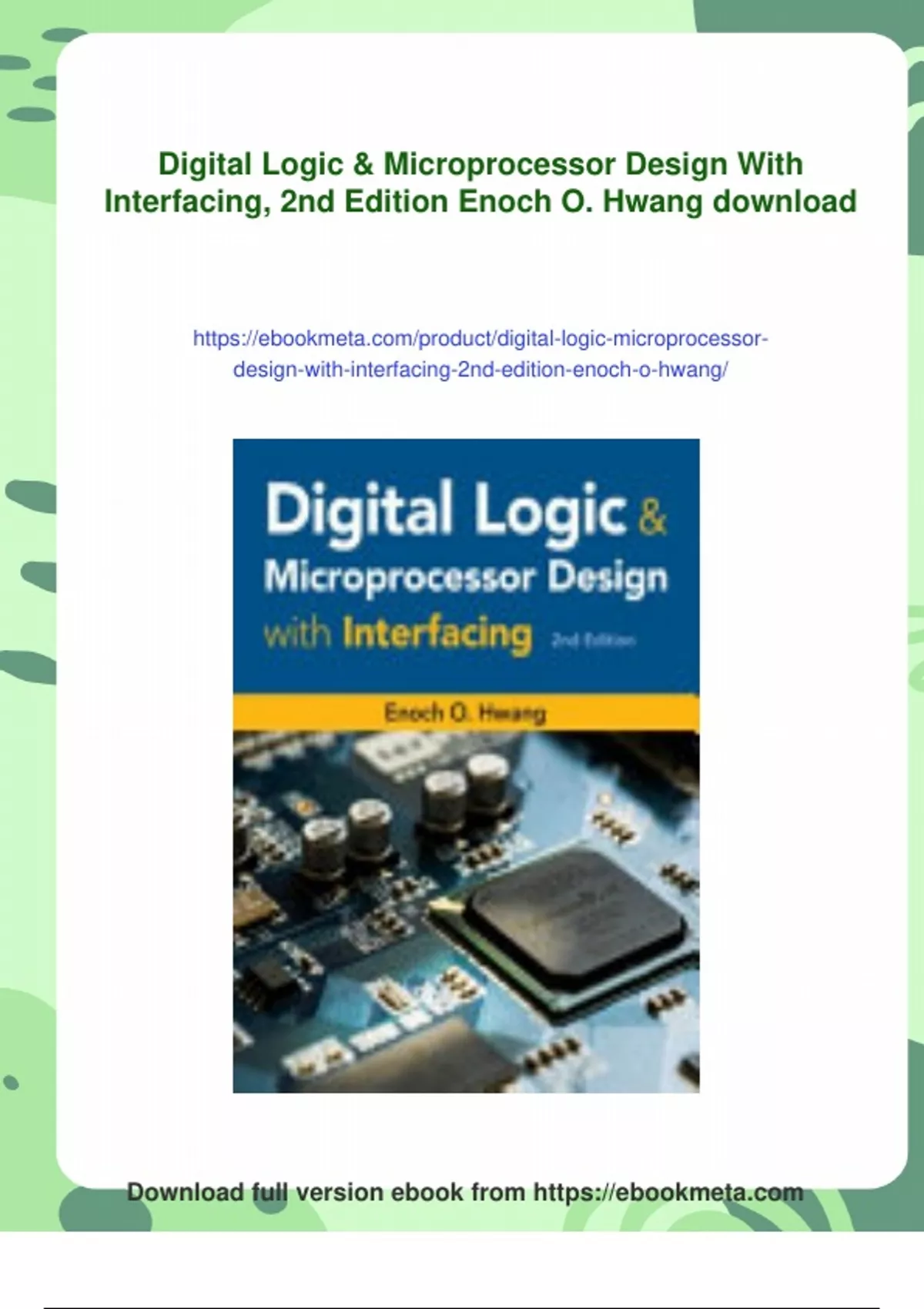 Summary Digital Logic & Microprocessor Design With Interfacing, 2nd ...
