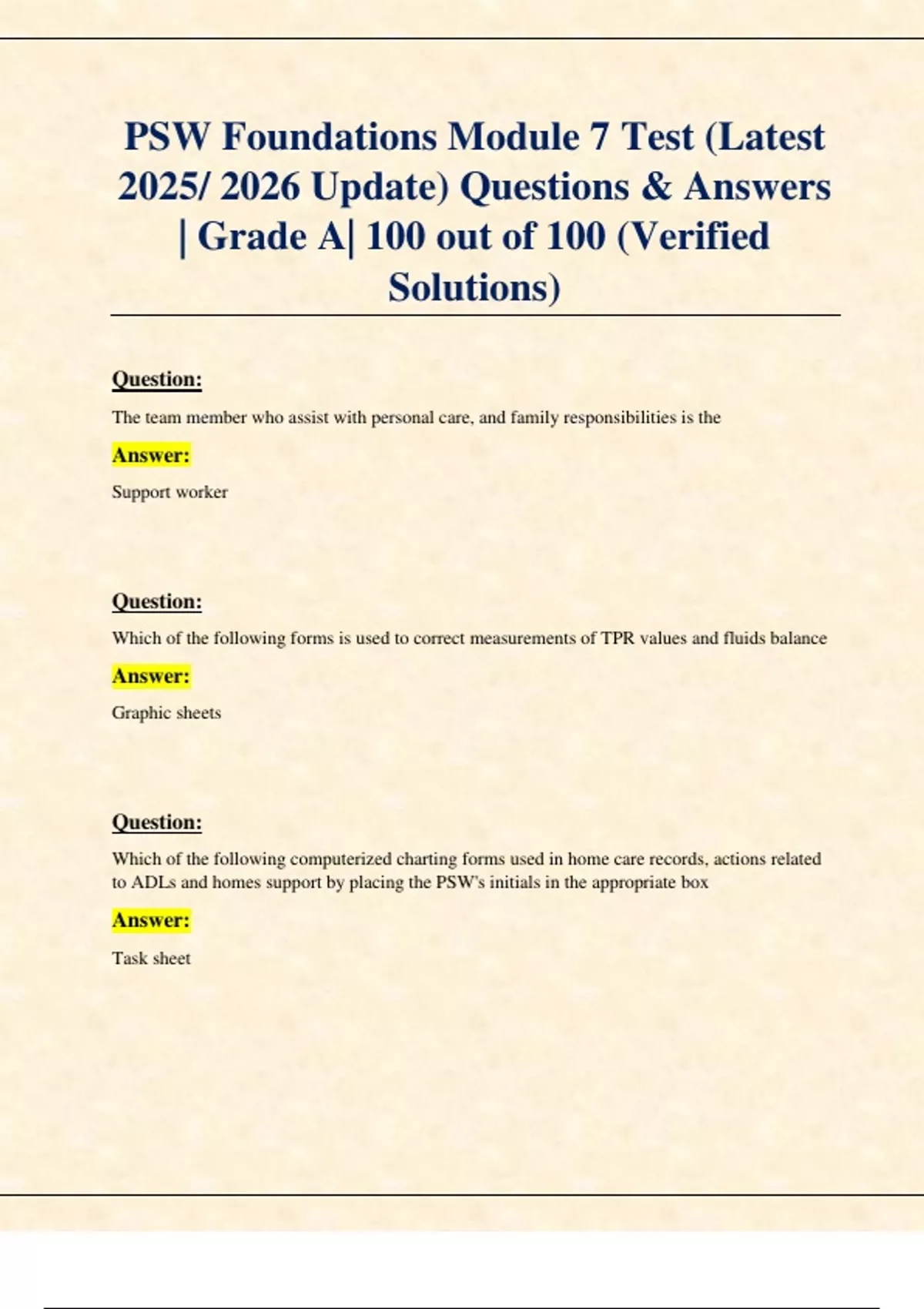 PSW Foundations Module 7 Test (Latest 2025/ 2026 Update) Questions ...