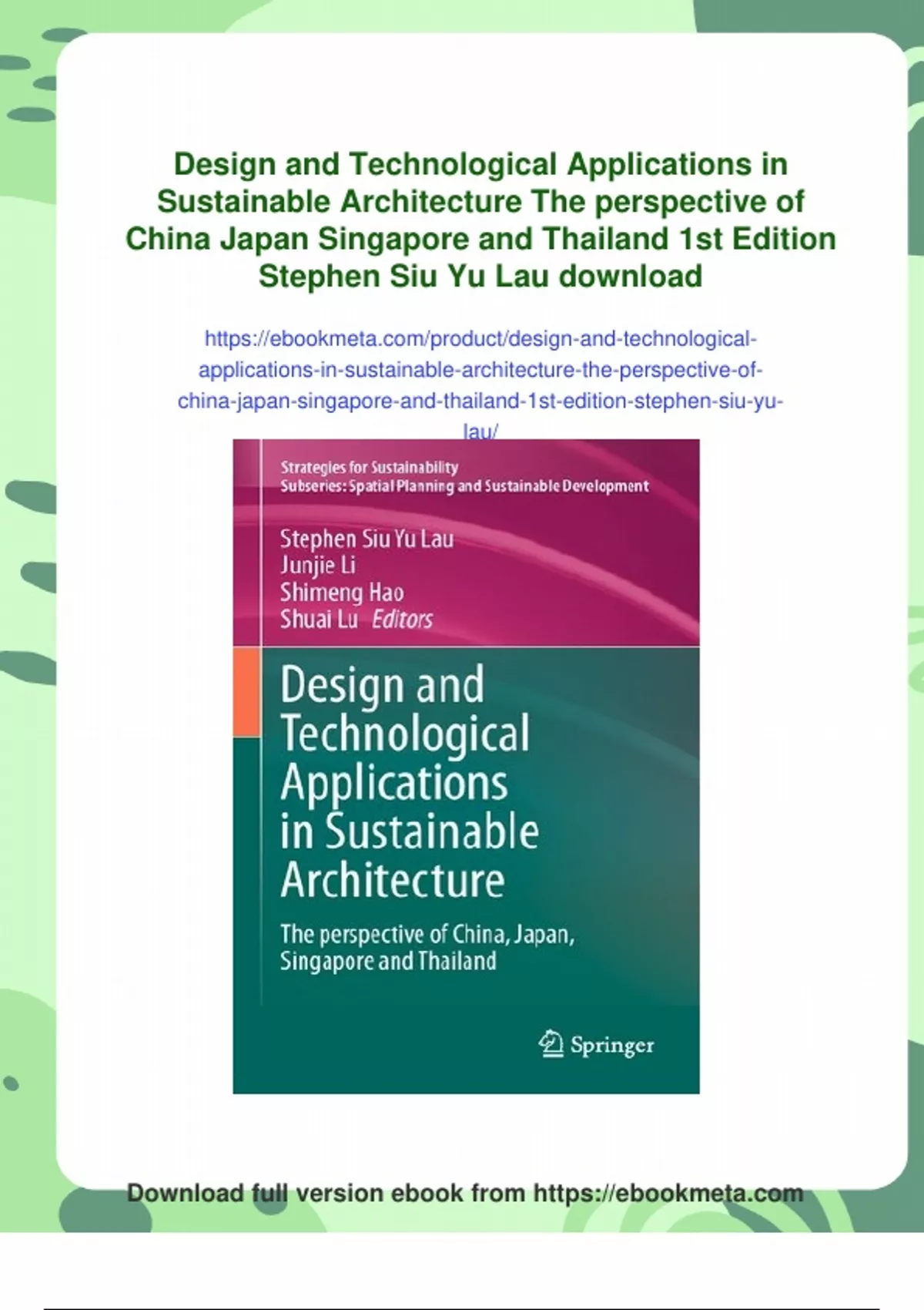 Summary Design and Technological Applications in Sustainable ...