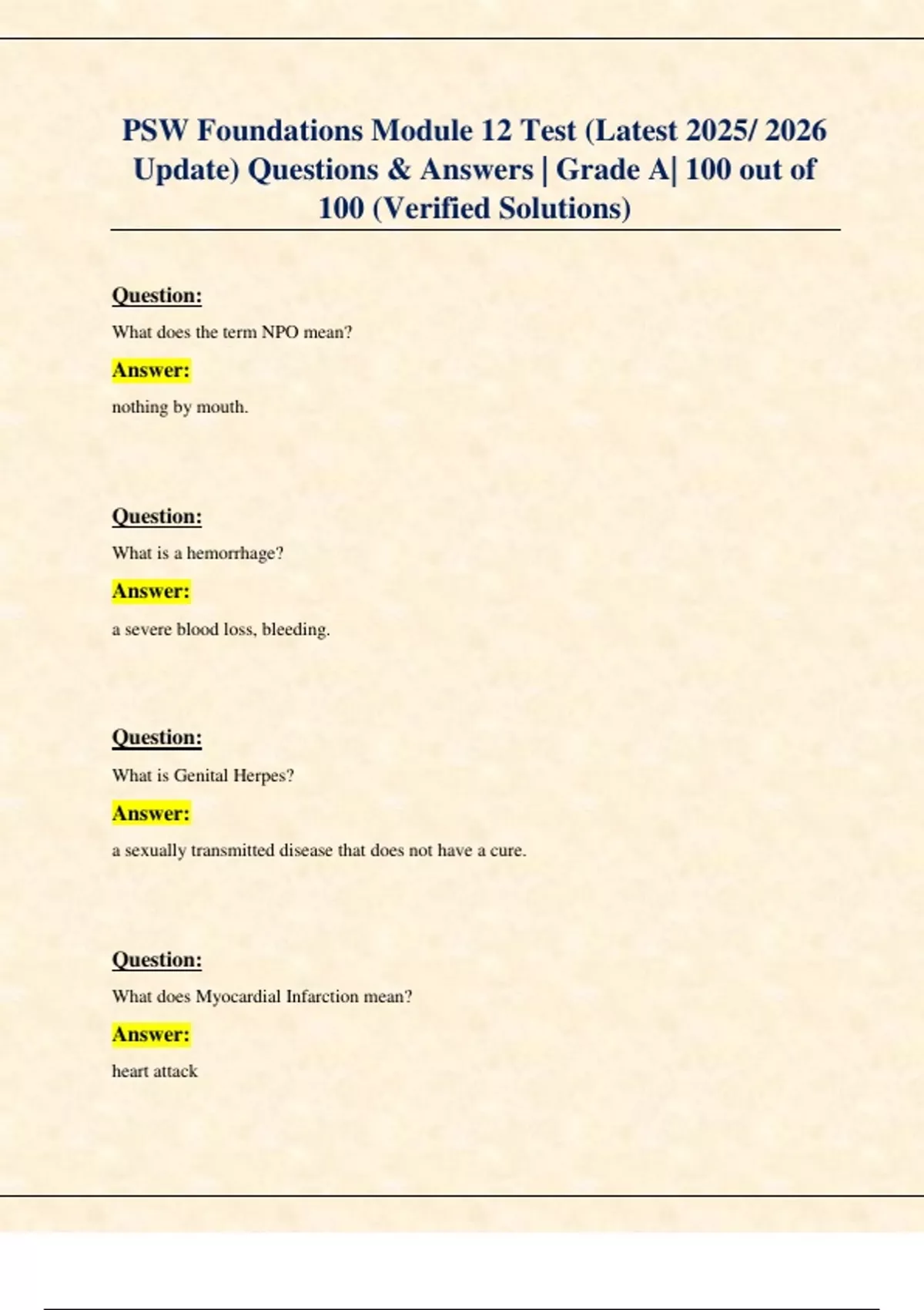PSW Foundations Module 12 Test (Latest 2025/ 2026 Update) Questions ...
