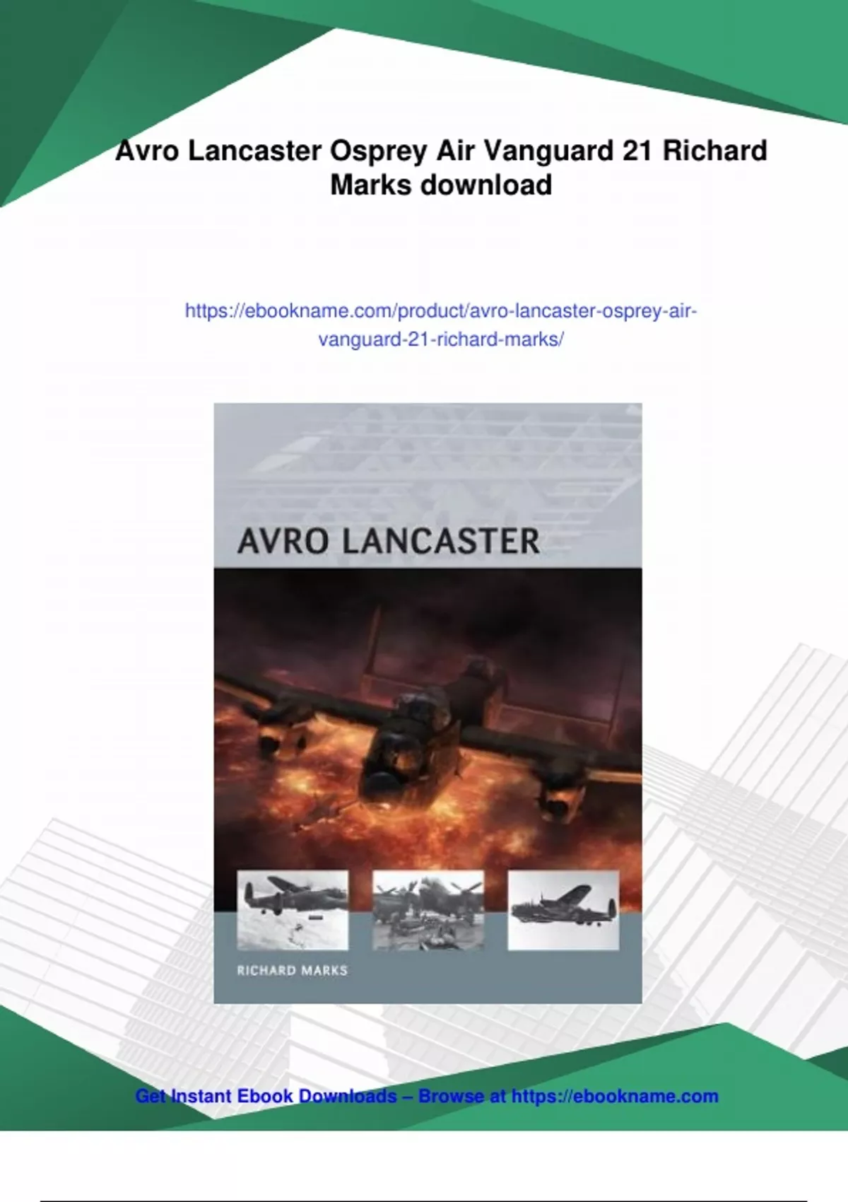 Summary Avro Lancaster Osprey Air Vanguard 21 Richard Marks - Digital ...