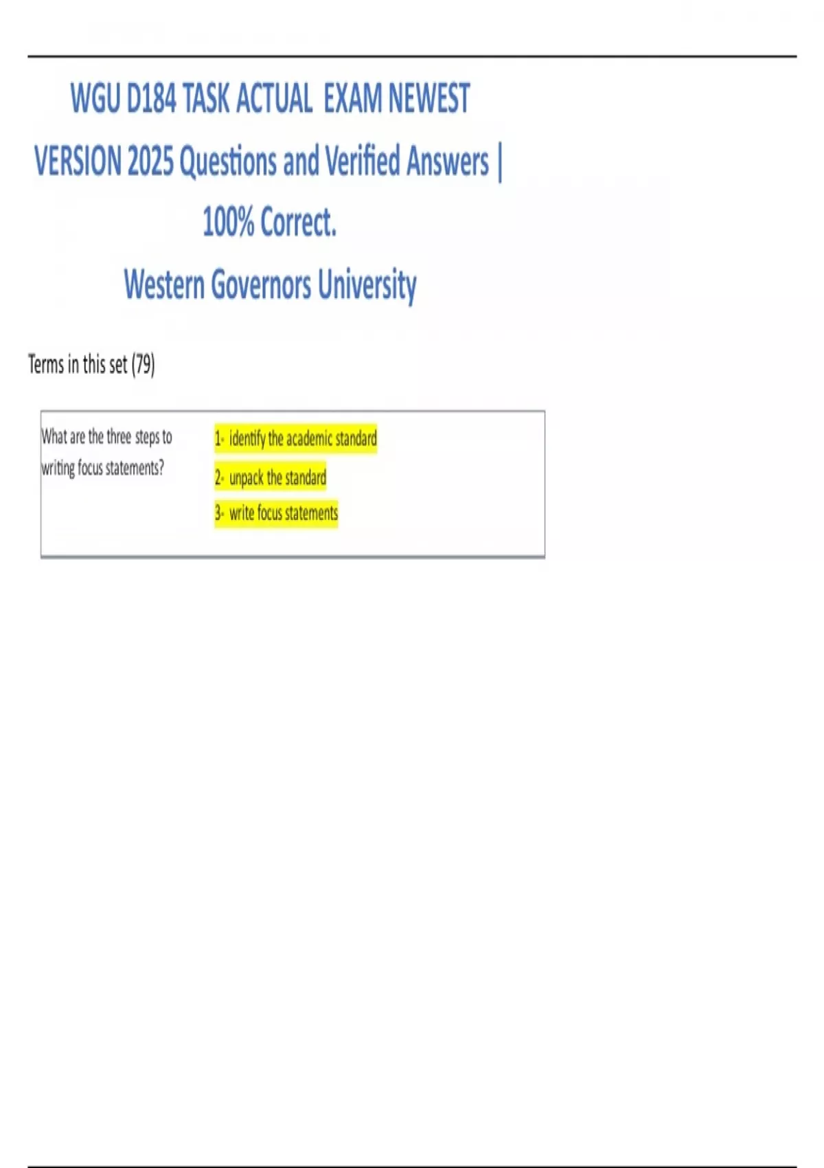 WGU D184 TASK ACTUAL EXAM NEWEST VERSION 2025 Questions and Verified ...