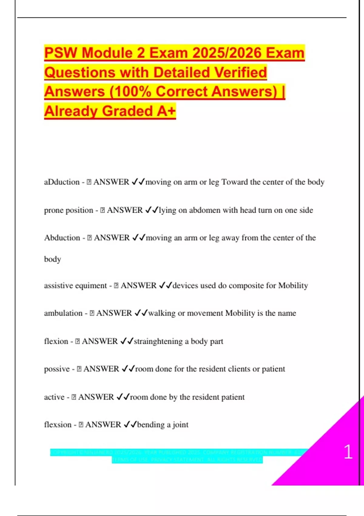 PSW Module 2 Exam 2025/2026 Exam Questions with Detailed Verified Answers (100% Correct Answers ...