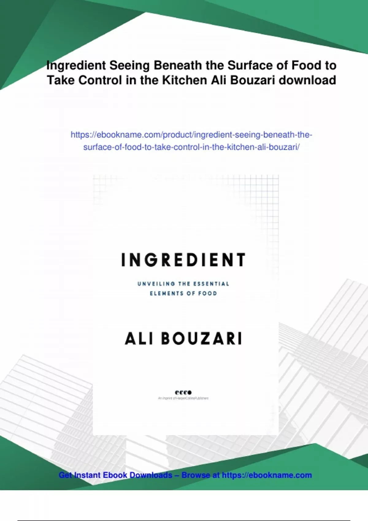 Summary Ingredient Seeing Beneath the Surface of Food to Take Control ...
