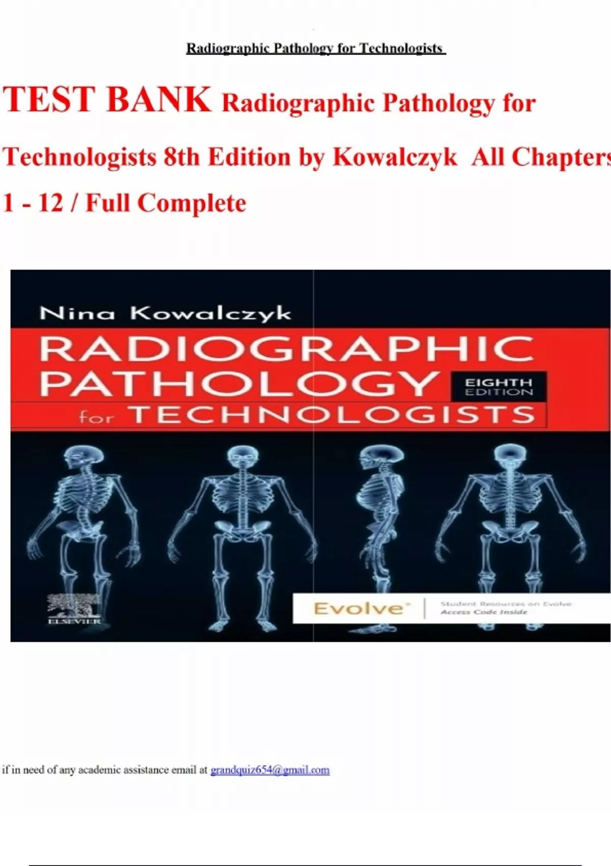 TEST BANK Radiographic Pathology for Technologists 8th Edition by ...
