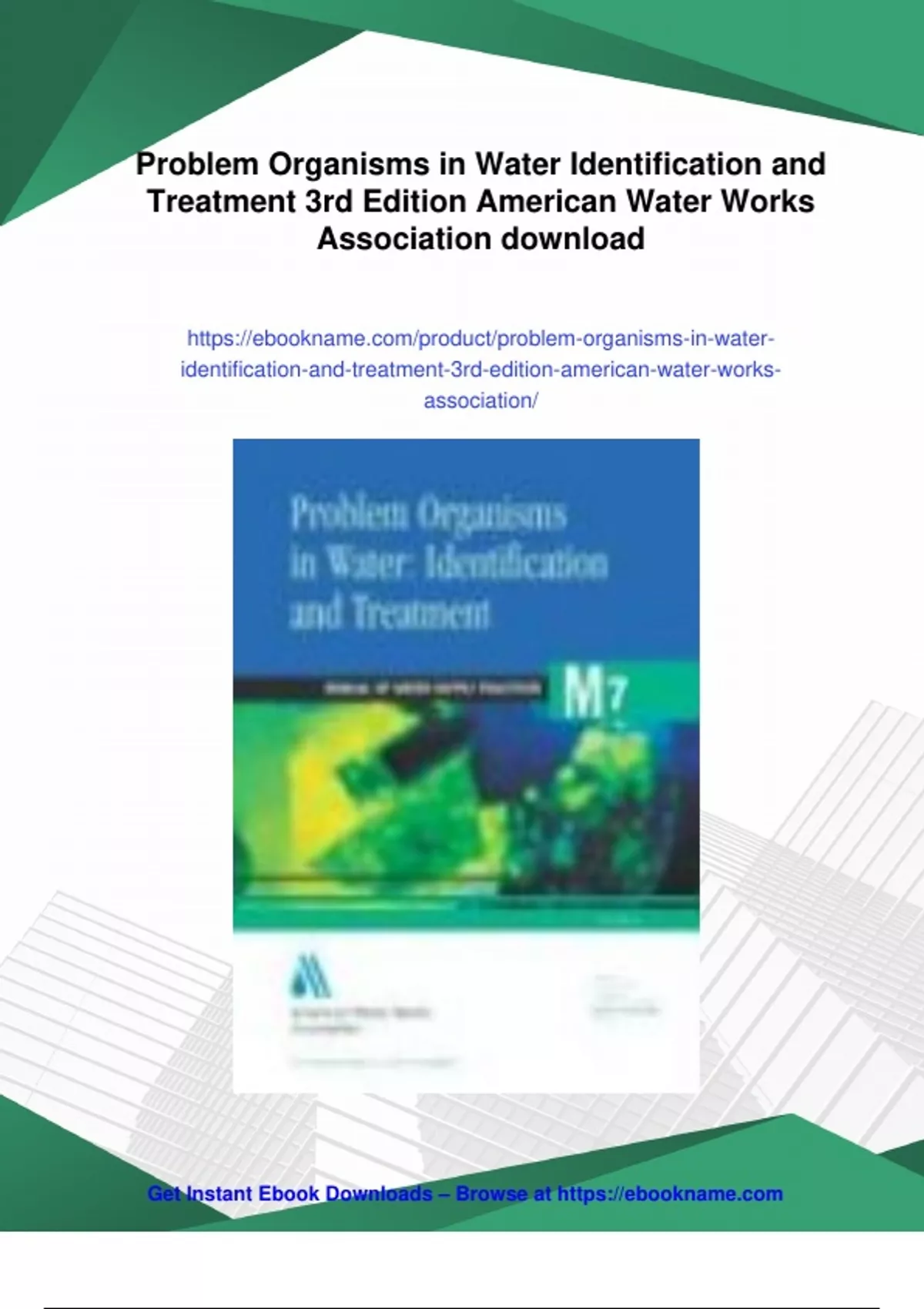 Summary Problem Organisms in Water Identification and Treatment 3rd ...