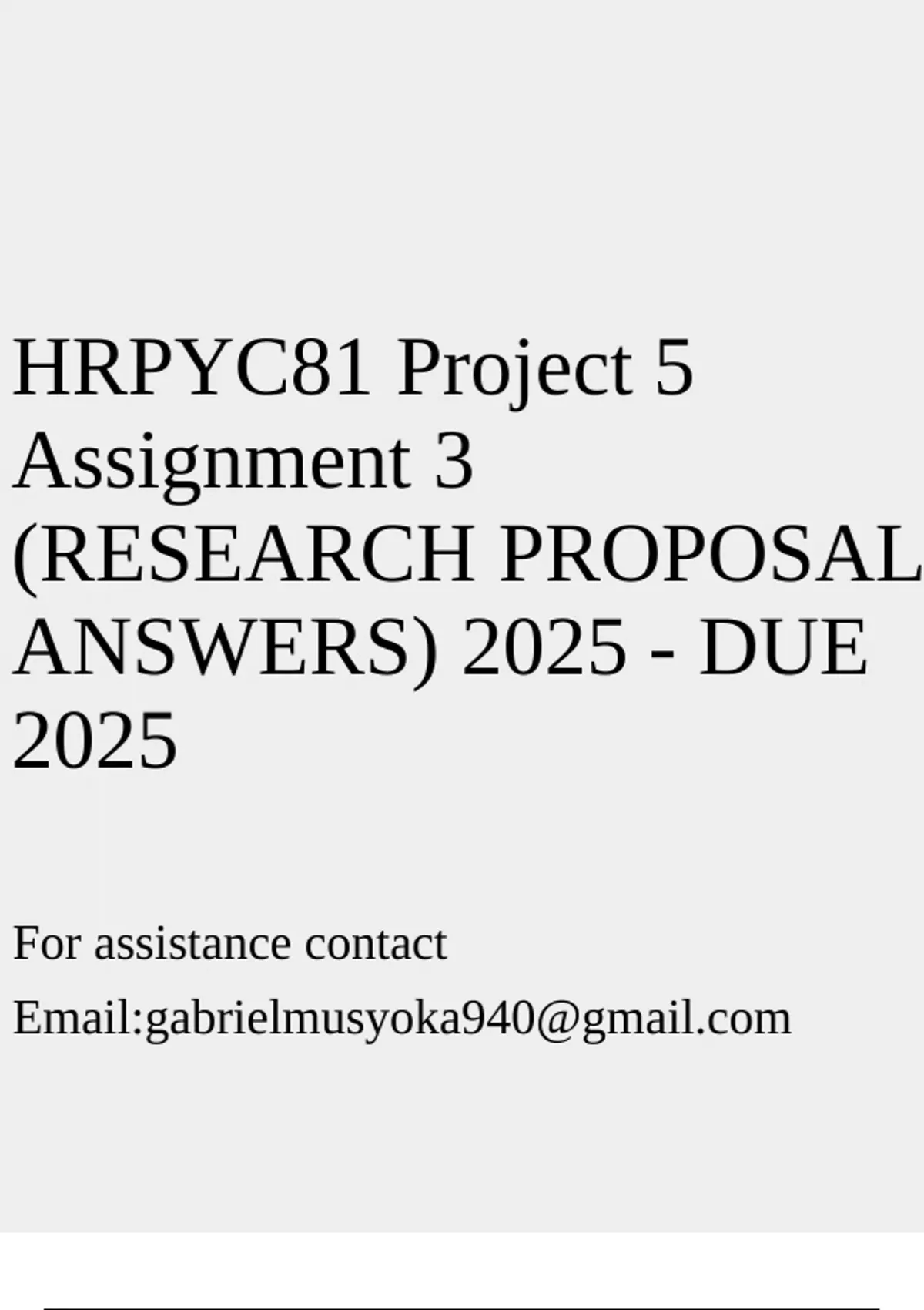 HRPYC81 Project 5 Assignment 3 (RESEARCH PROPOSAL ANSWERS) 2025 - DUE ...