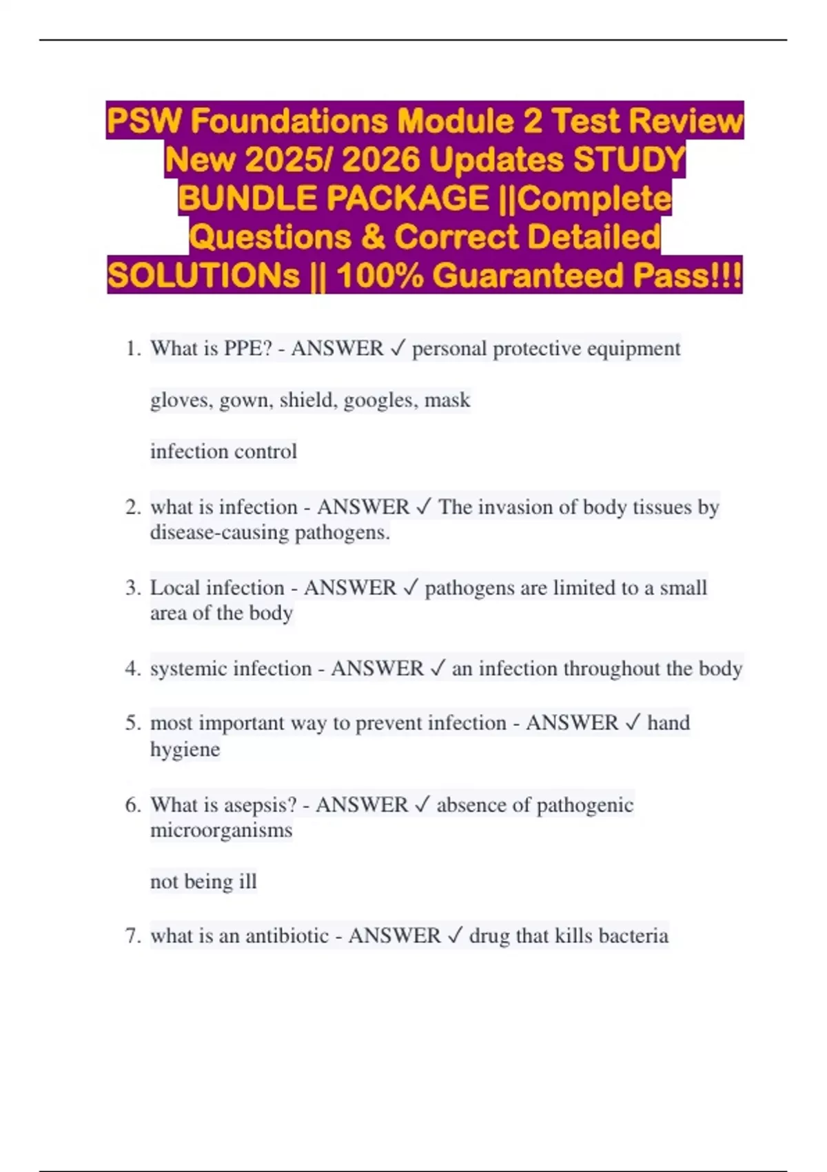 PSW Foundations Module 2 Test Review New 2025/ 2026 Updates STUDY ...