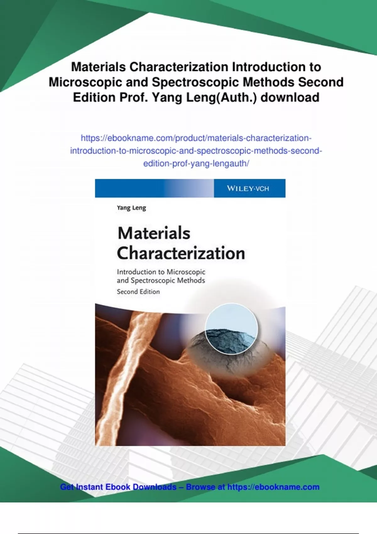 Summary Materials Characterization Introduction to Microscopic and ...
