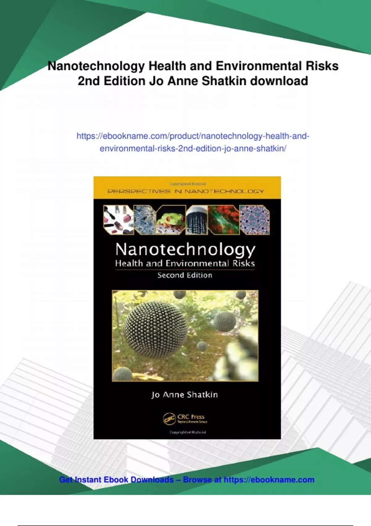 Summary Nanotechnology Health and Environmental Risks 2nd Edition Jo ...