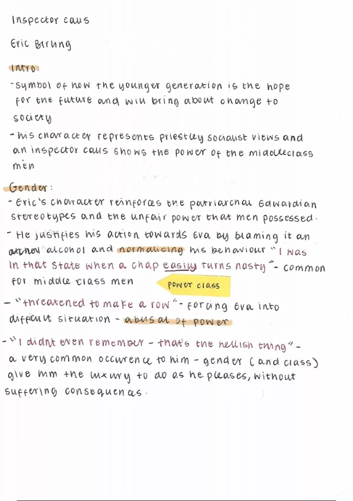 Summary An Inspector Calls characters, context and analysis English ...