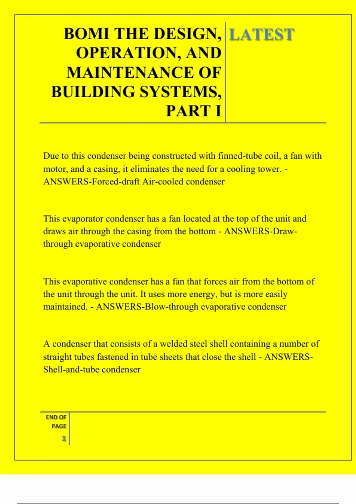 BOMI THE DESIGN, OPERATION, AND MAINTENANCE OF BUILDING SYSTEMS, PART I ...