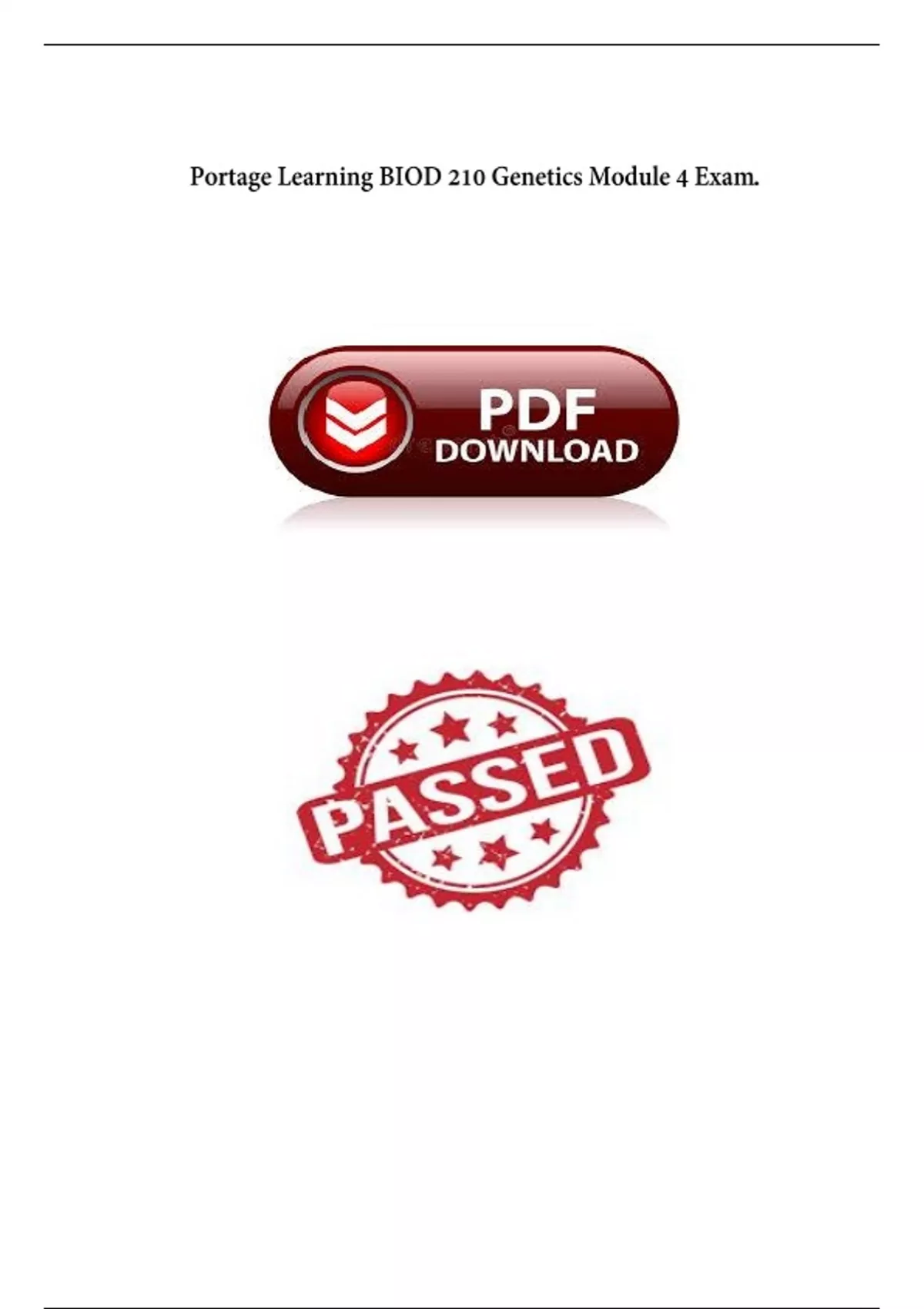 Portage Learning BIOD 210 Genetics Module 4 Exam. - BIOD 210 (BIOD210 ...