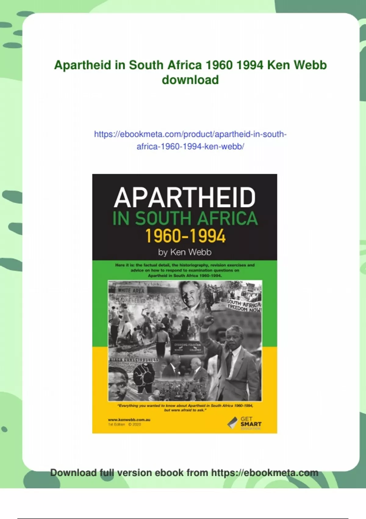 Summary Apartheid in South Africa Ken Webb - Digital Download ...