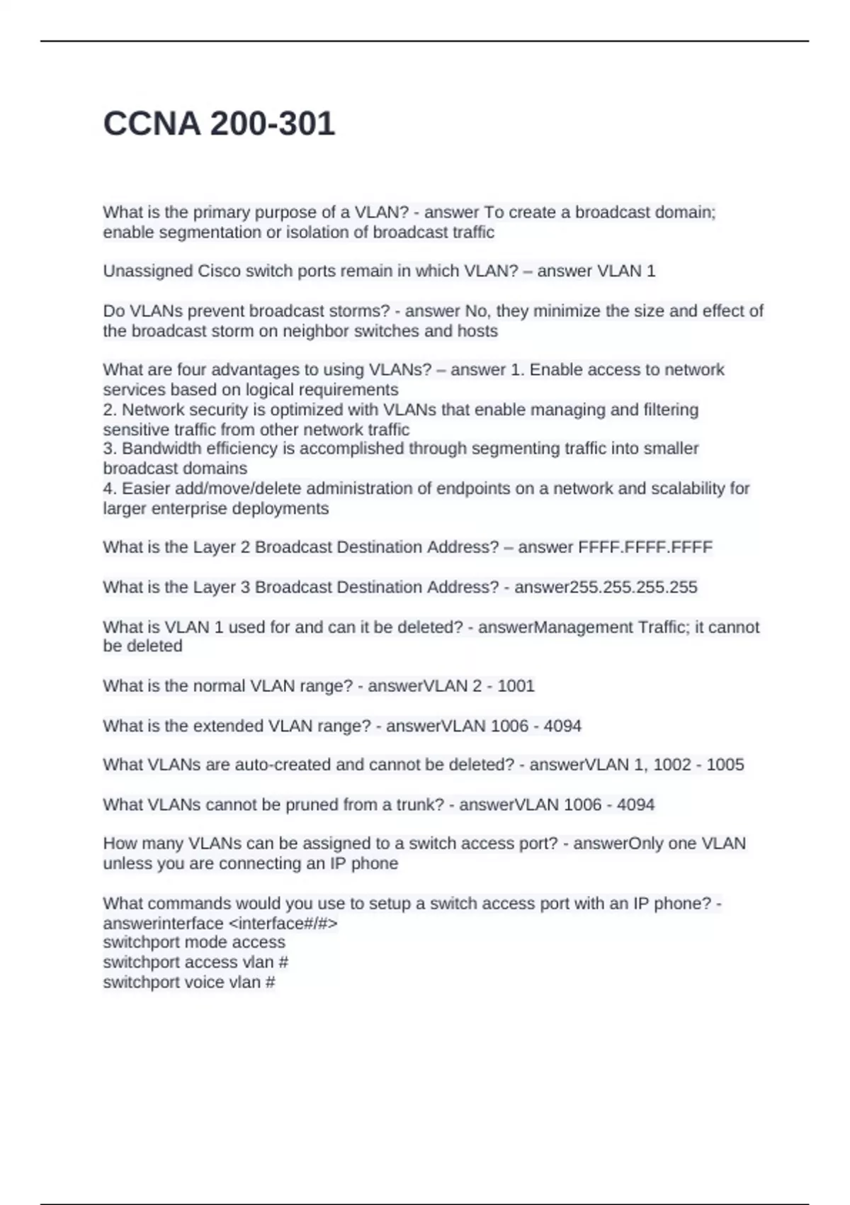 CCNA 200-301 QUESTIONS AND ANSWERS 2025 - CCNA - Cisco Certified Network Associate - Stuvia US