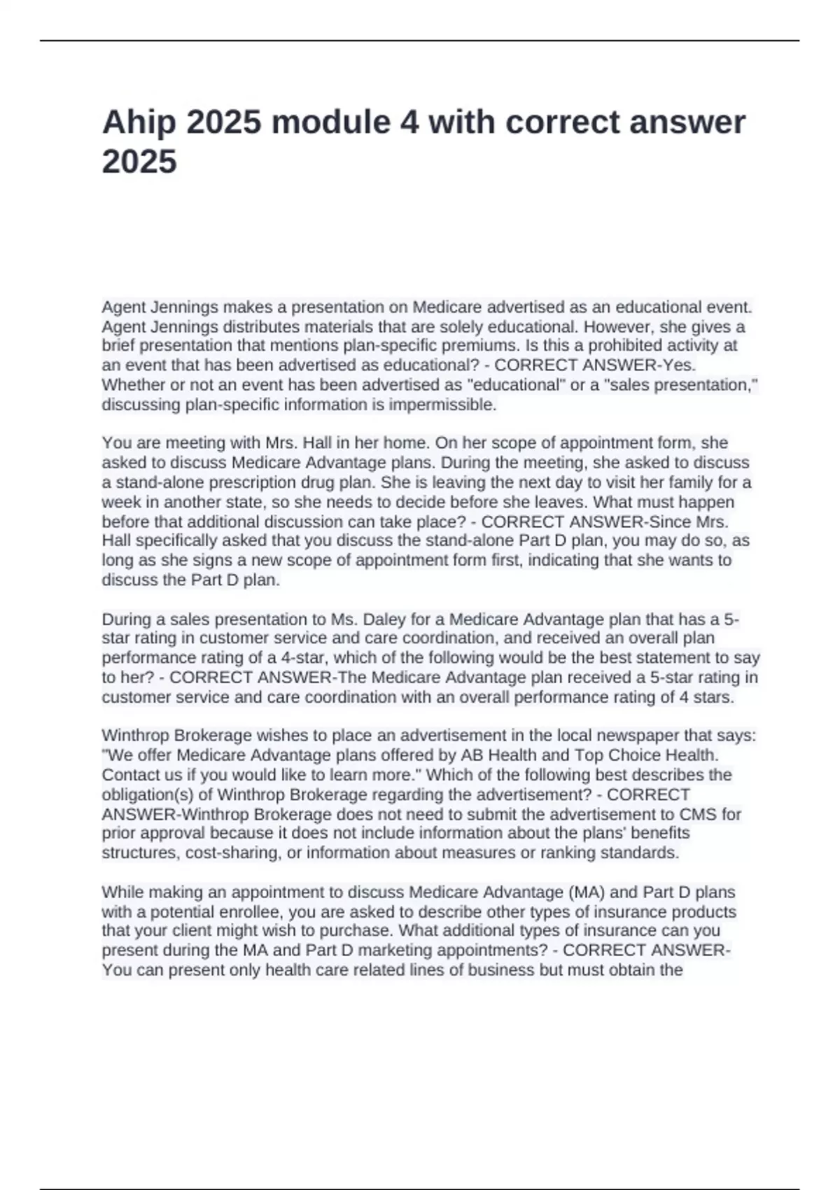 Ahip 2025 module 4 with correct answer 2025Ahip 2025 module 4 with ...