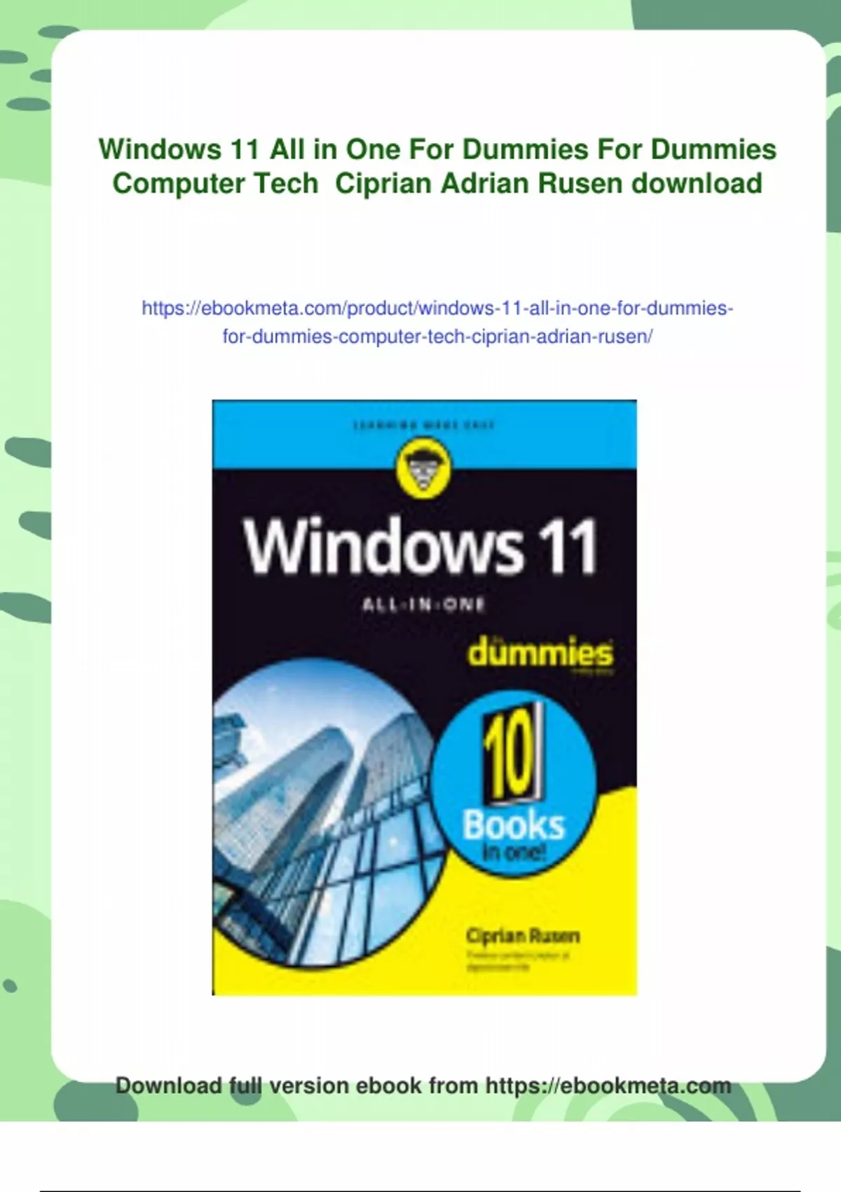 Summary Windows 11 All in One For Dummies For Dummies Computer Tech ...