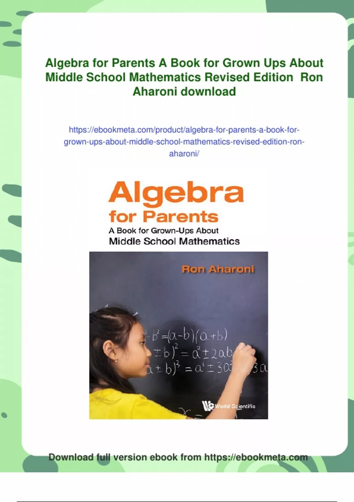 Summary Algebra for Parents A Book for Grown Ups About Middle School ...