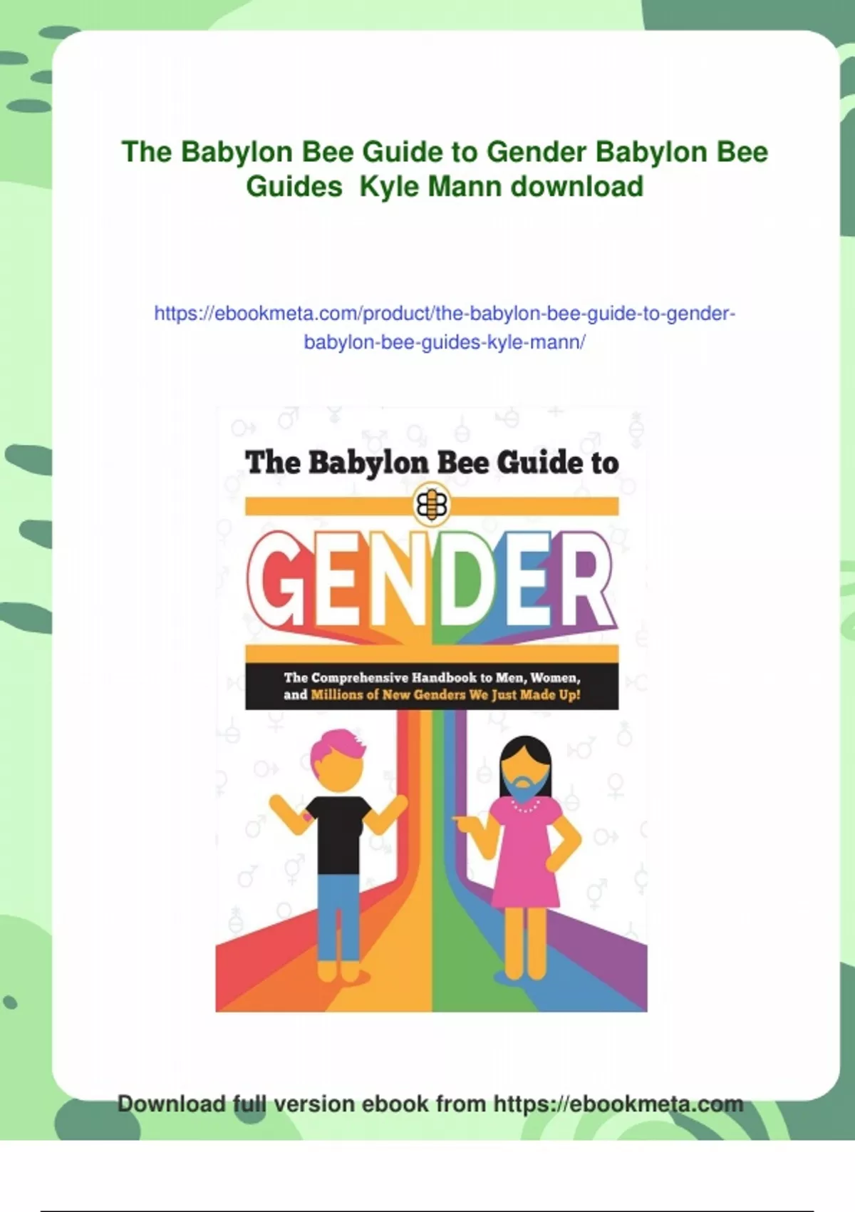 Summary The Babylon Bee Guide to Gender Babylon Bee Guides Kyle Mann - Digital Download ...