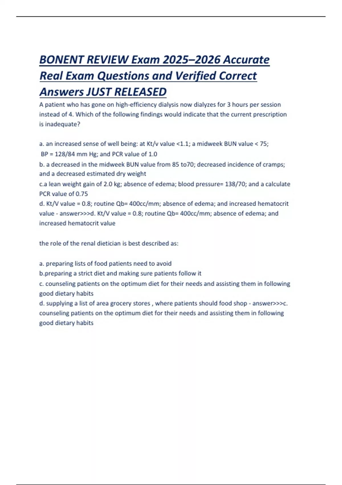 BONENT(Board of Nephrology Examiners Nursing and Technology) REVIEW ...