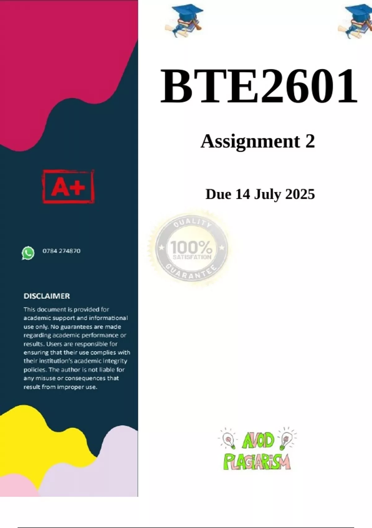 BTE2601 Assignment 2 |COMPLETE ANSWERS| 2025 - Due 14 July 2025 ...