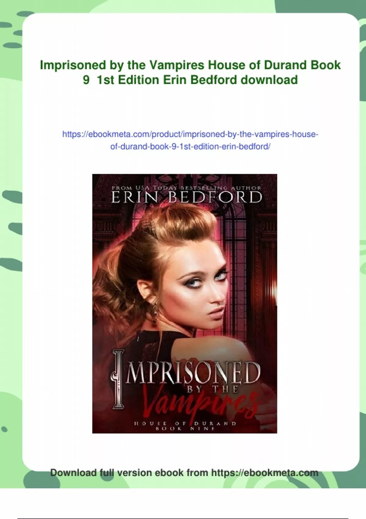 Summary Imprisoned by the Vampires House of Durand Book 9 1st Edition ...