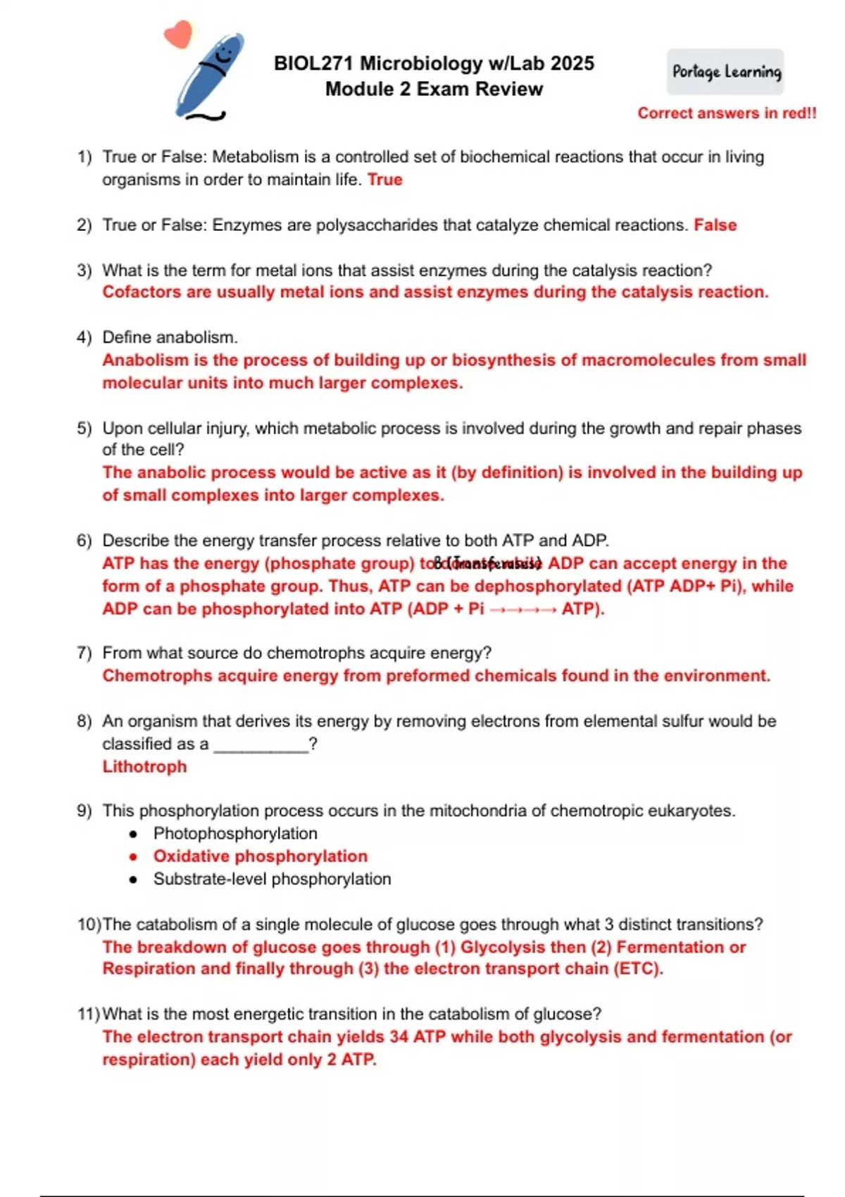 BIOD171 or BIOL271 Microbiology w/Lab 2025 |Module 2 Exam Review ...