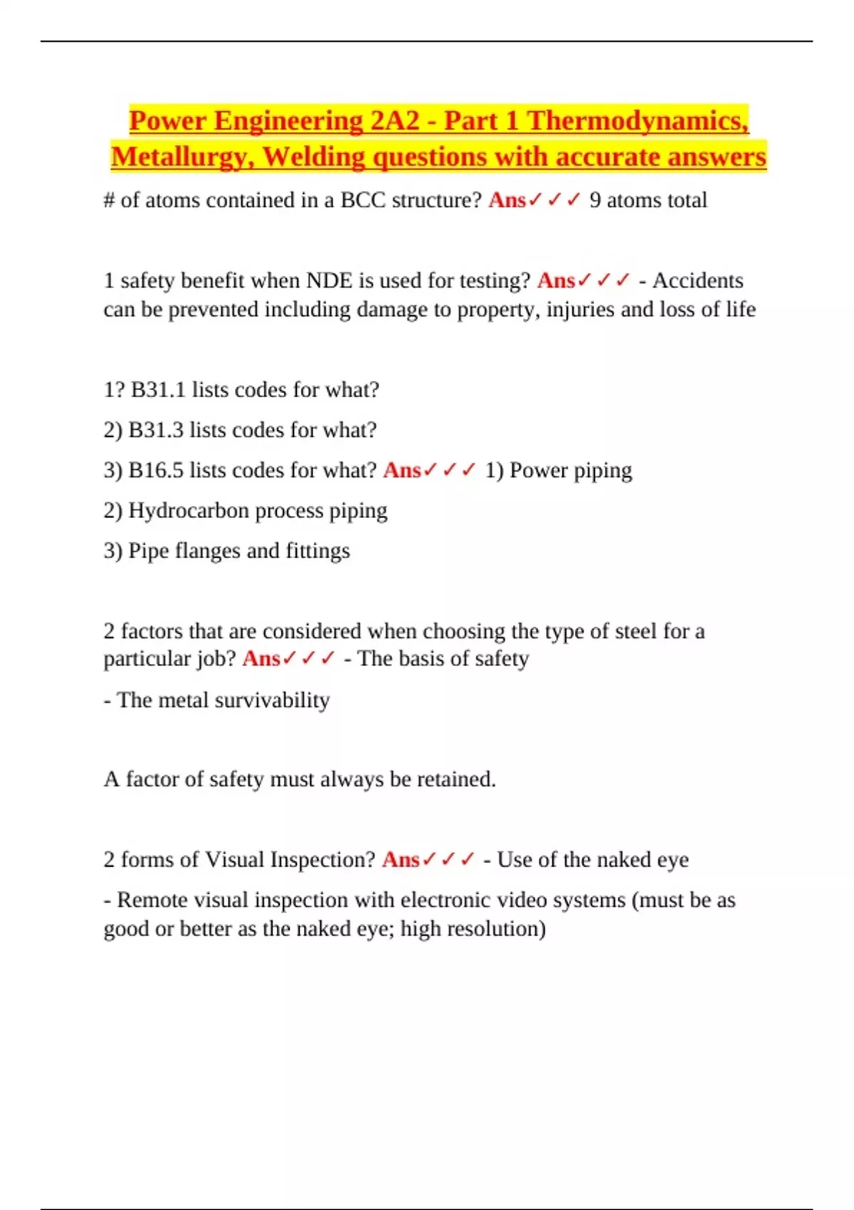 Power Engineering 2A2 – Detailed Question Bank with Verified Answers ...