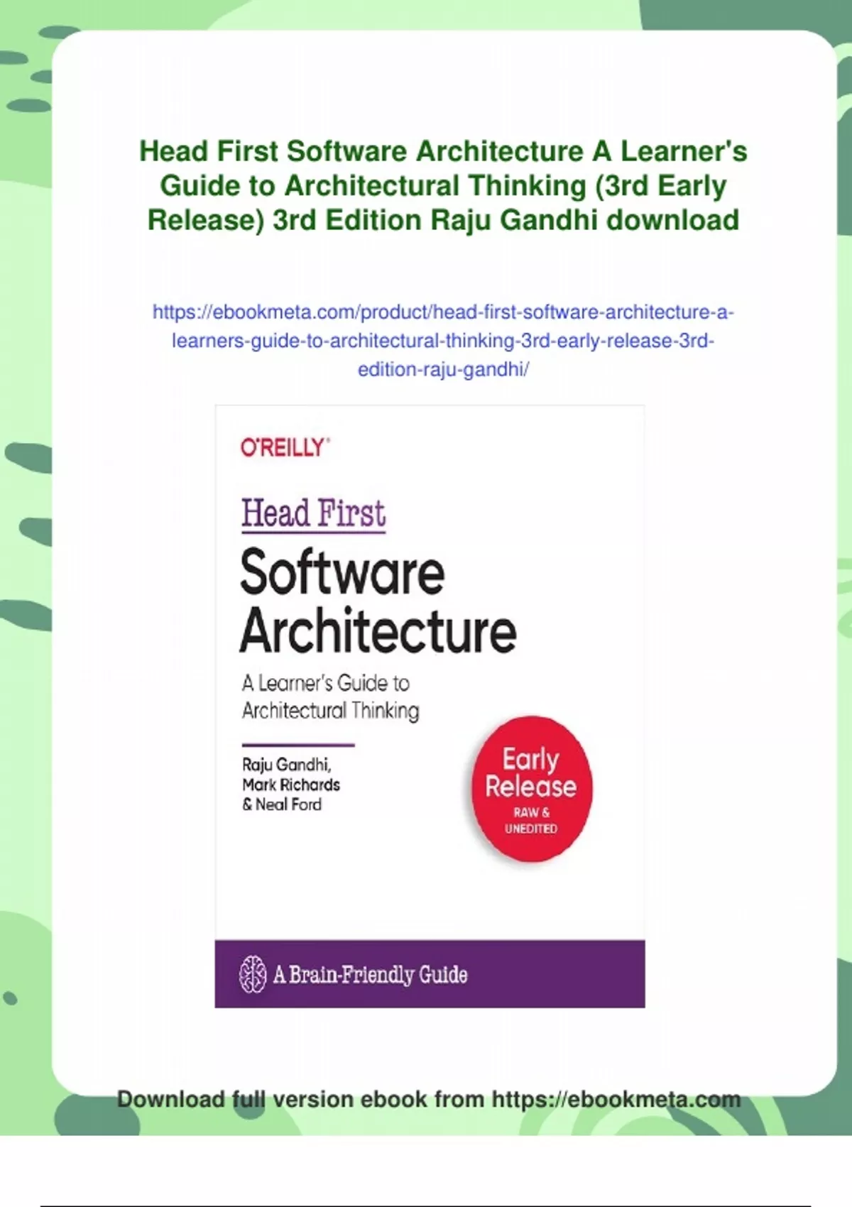 Summary Head First Software Architecture A Learner's Guide to Architectural Thinking (3rd Early ...