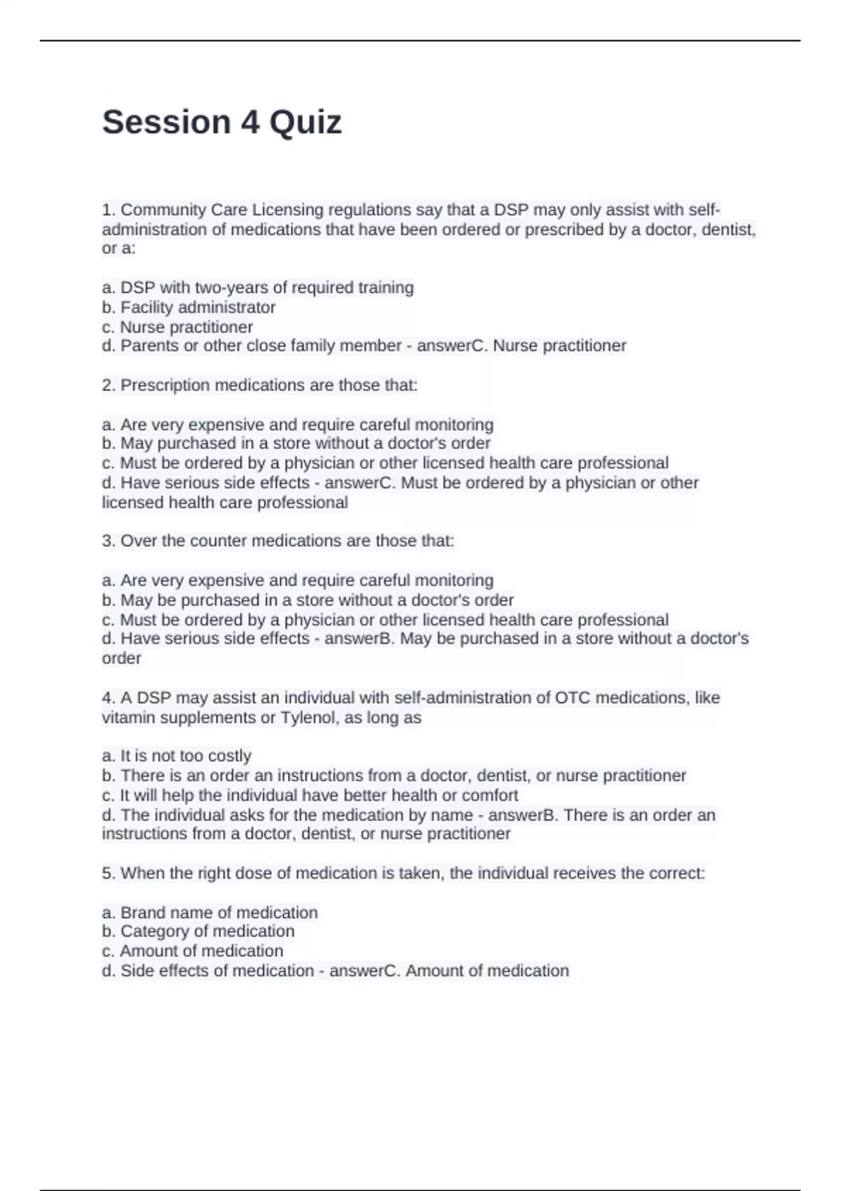 Session 4 Quiz Questions and Answers 2025 - DSP 1 - Stuvia US